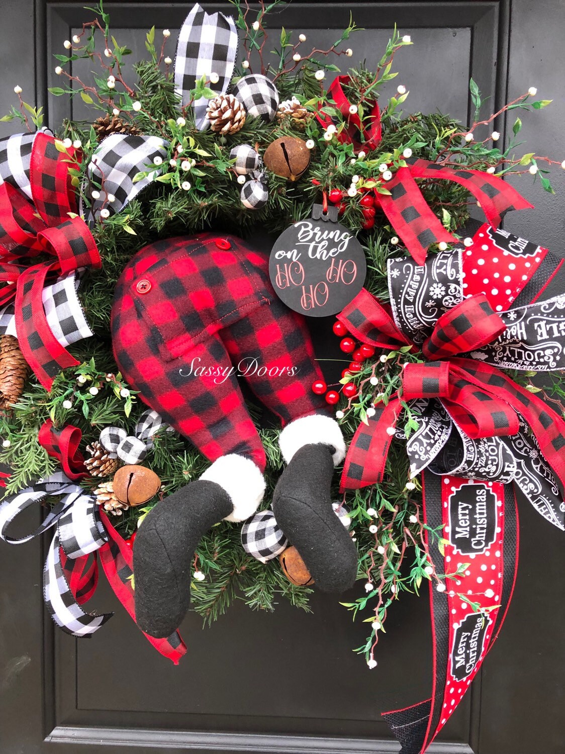 Buffalo Plaid Christmas Wreath Santa Buffalo Plaid Wreath Poinsettea