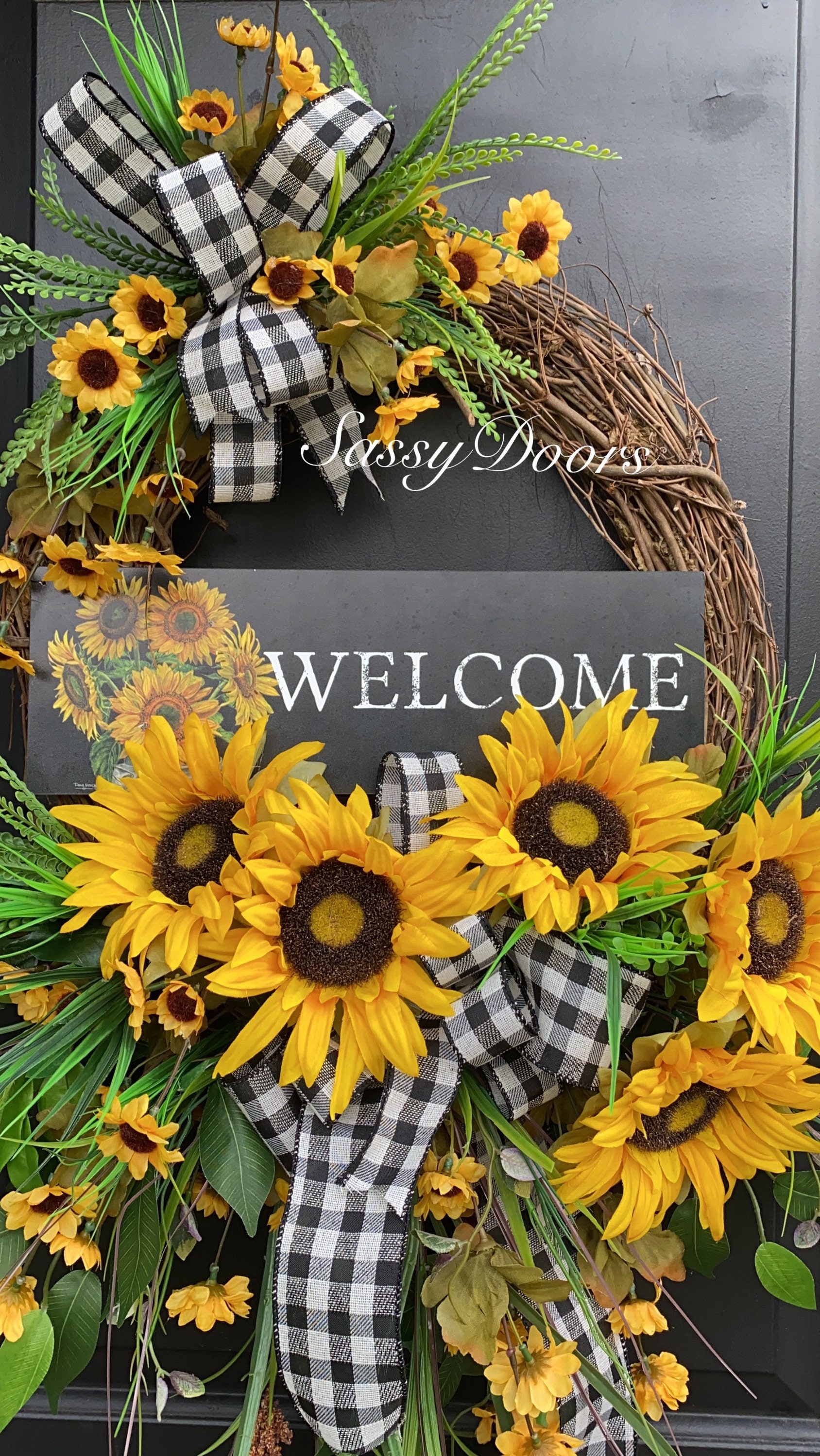 Sunflower Wreath, Housewarming Gift, Sunflowers Wreath, Sunflower Front ...
