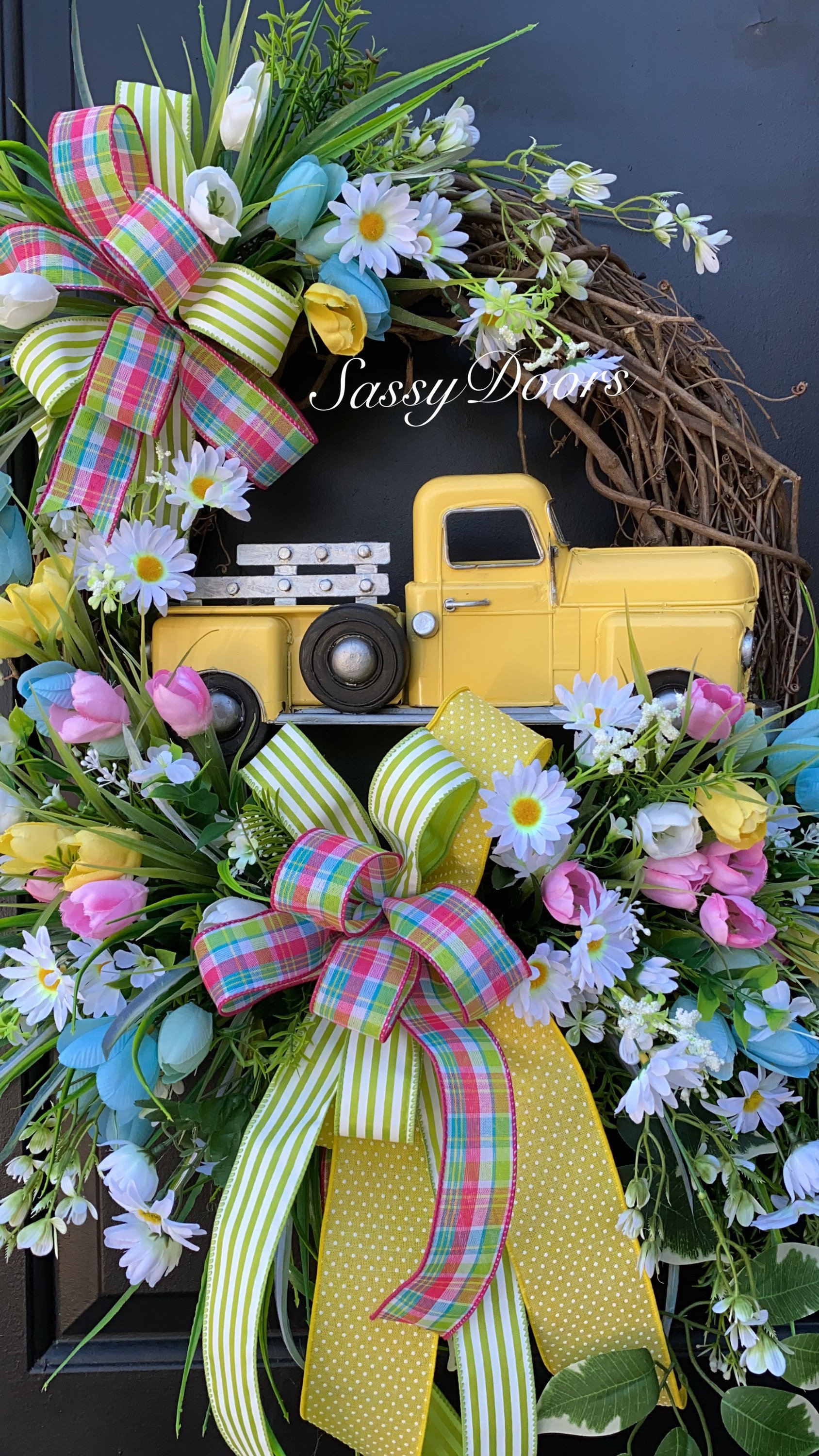 Spring Truck Wreath , Summer Truck Wreath, Spring Wreath, Wreath With ...