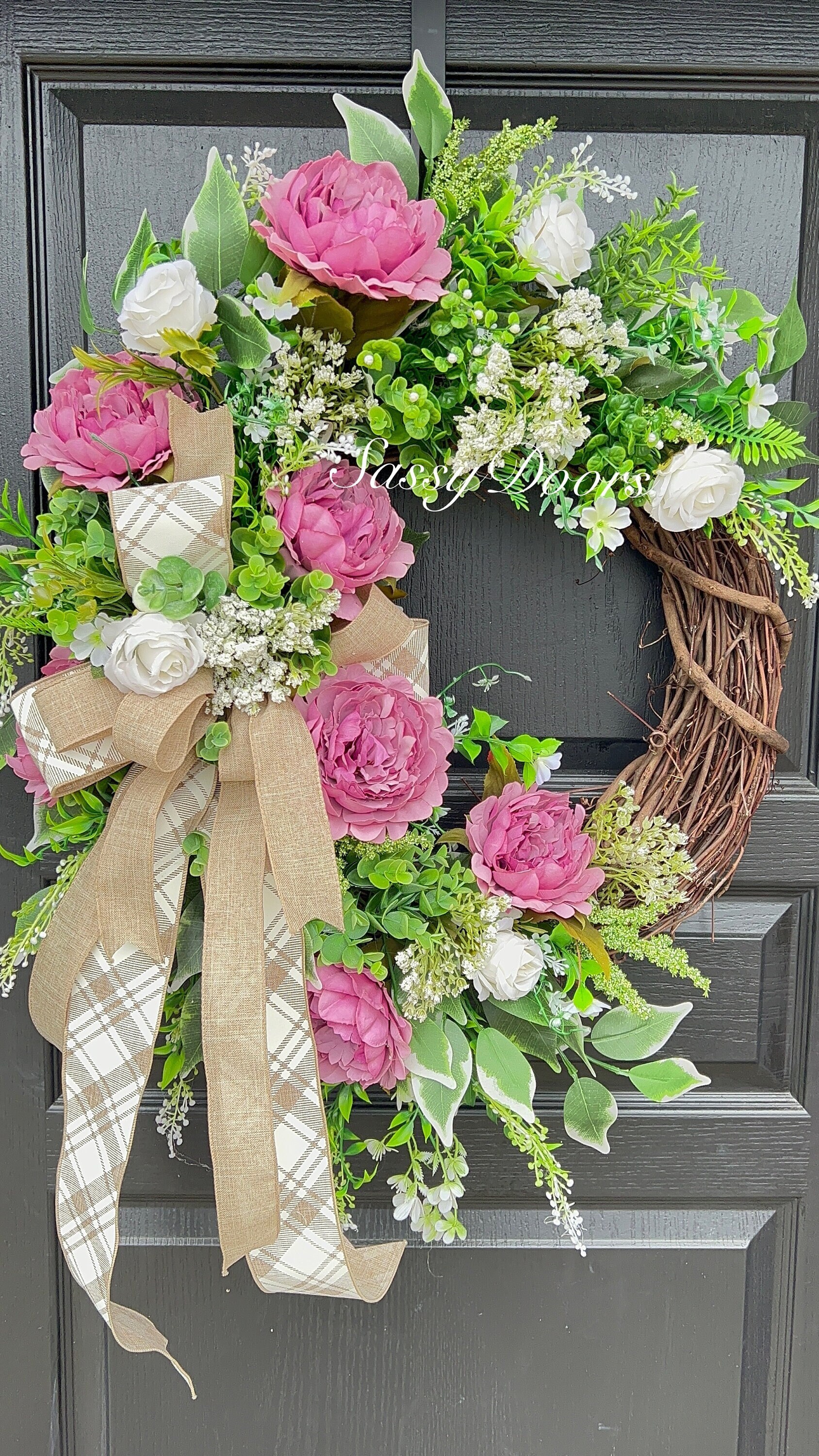 Spring Wreath, Peony Wreath, SassyDoors Wreath, Peony Spring Garden ...