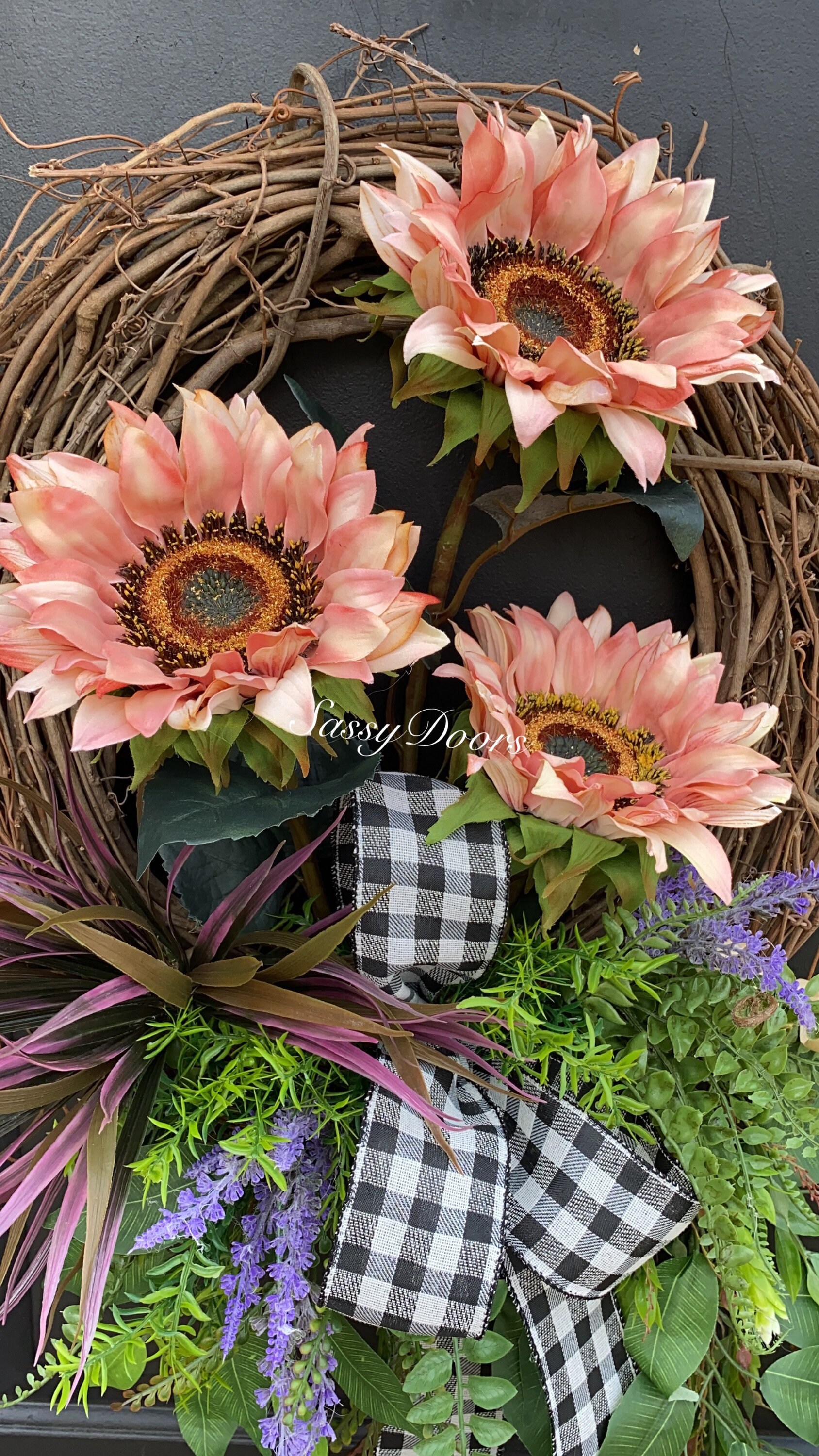 Sunflower Wreath, Front Door Wreath- Sunflower Door Wreath- Sassy Doors ...