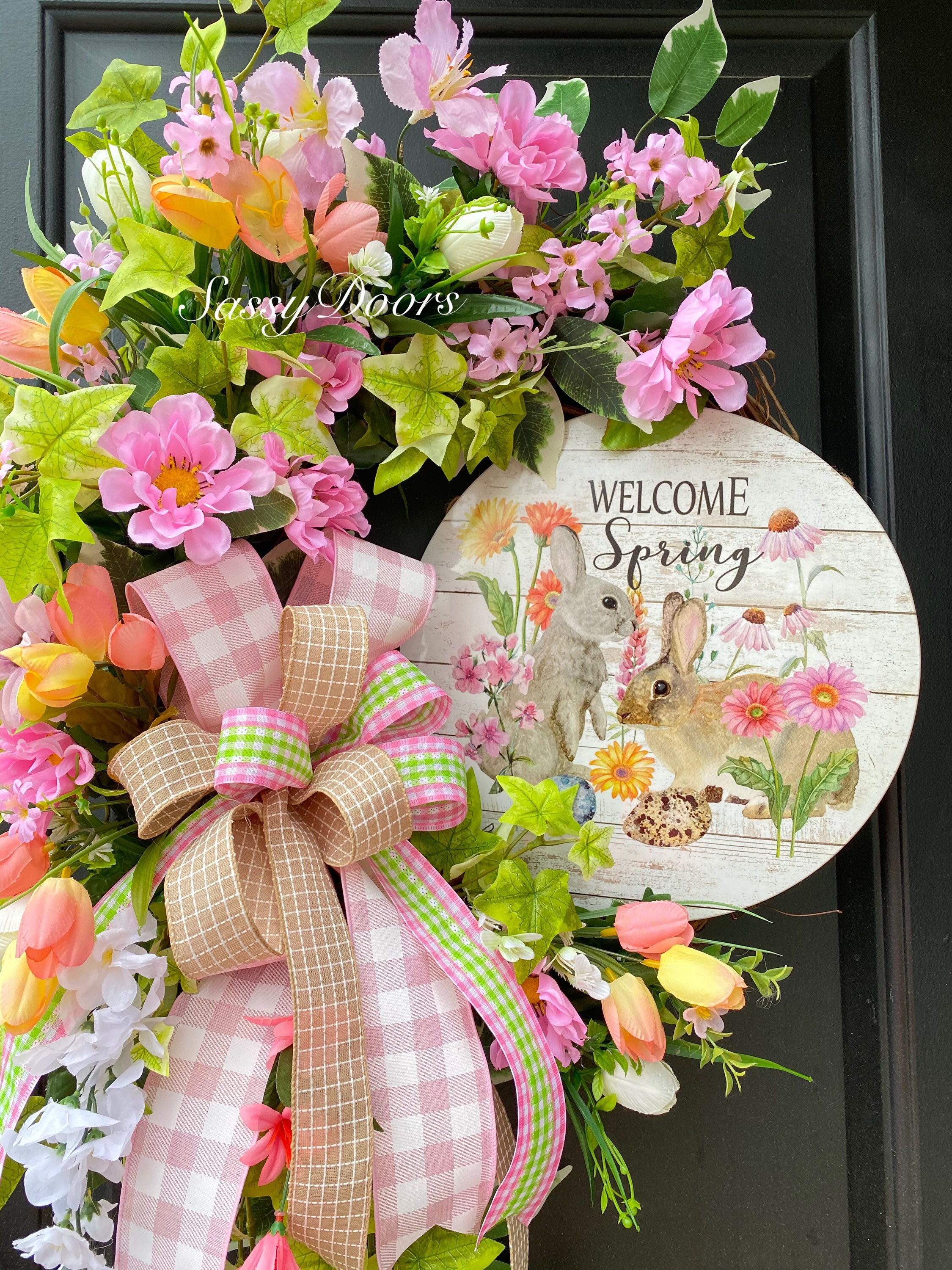 Spring Wreath, Spring Wreath For Front Door, Grapevine Wreath, Tulip Wreath