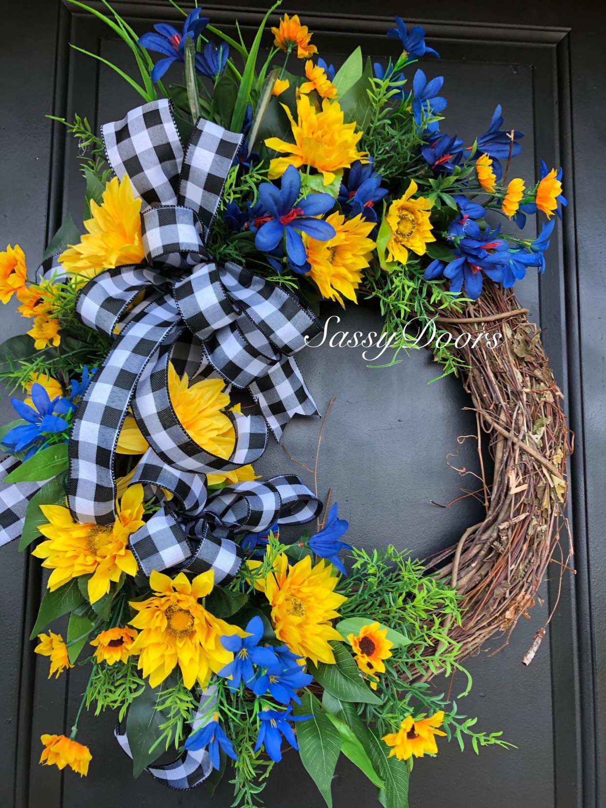 Spring And Summer, Wreath, Monogram Wreath, Grapevine Wreath, Sunflower ...