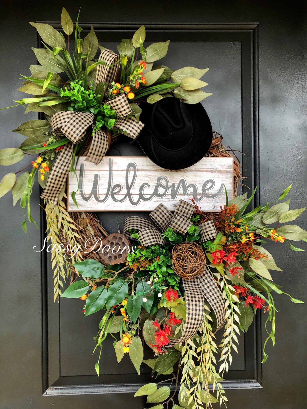 Cowboy Wreath - Western Wreath -Ranch Life Wreath -Cowboy Hat Wreath ...