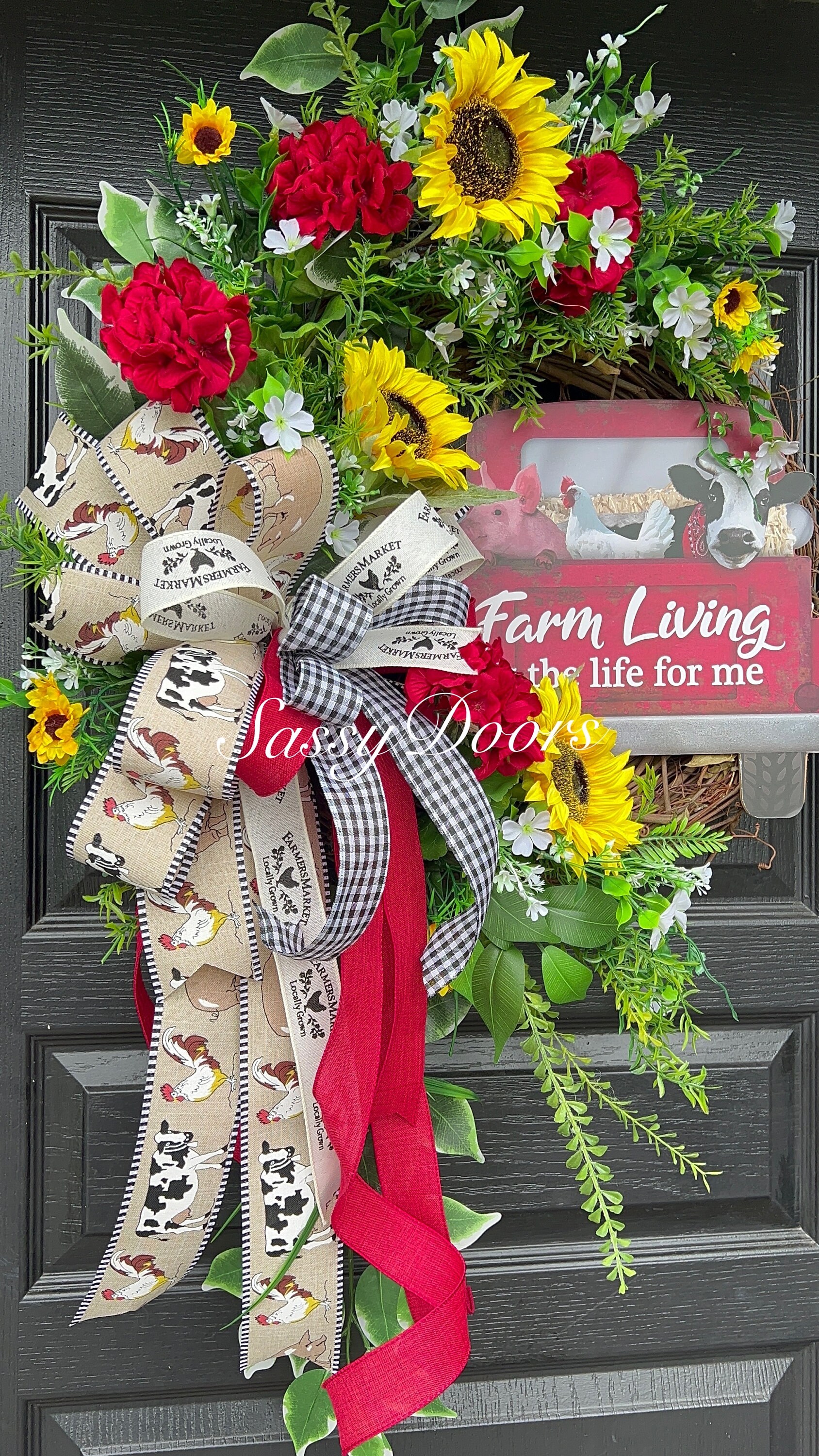 Farmhouse Wreath- Red Truck Wreaths, Tailgating Farm Friends, Wreath ...