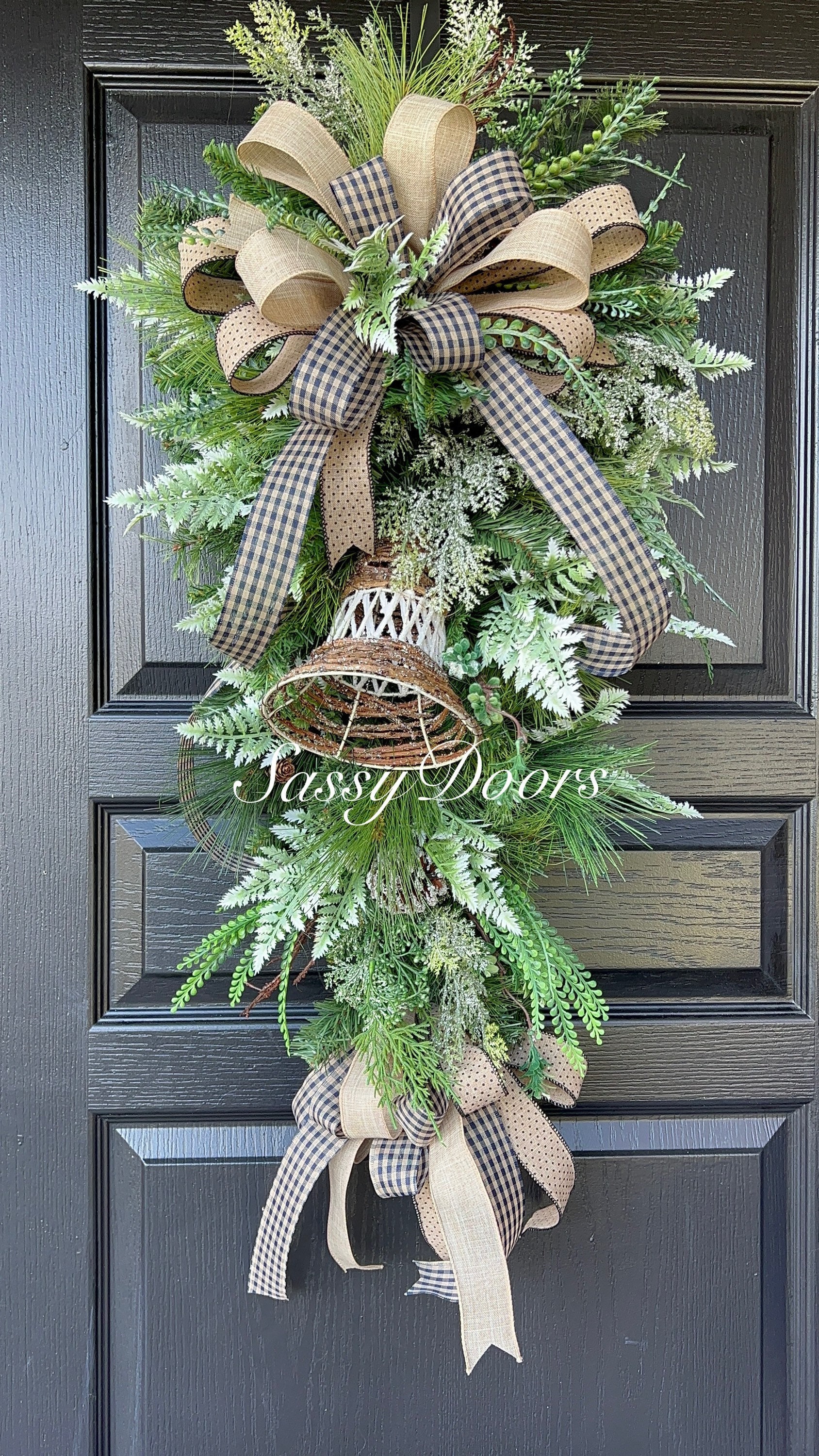 Winter Swag Wreath, Woodland Swag, Winter Bell Wreath, Door Wreath ...