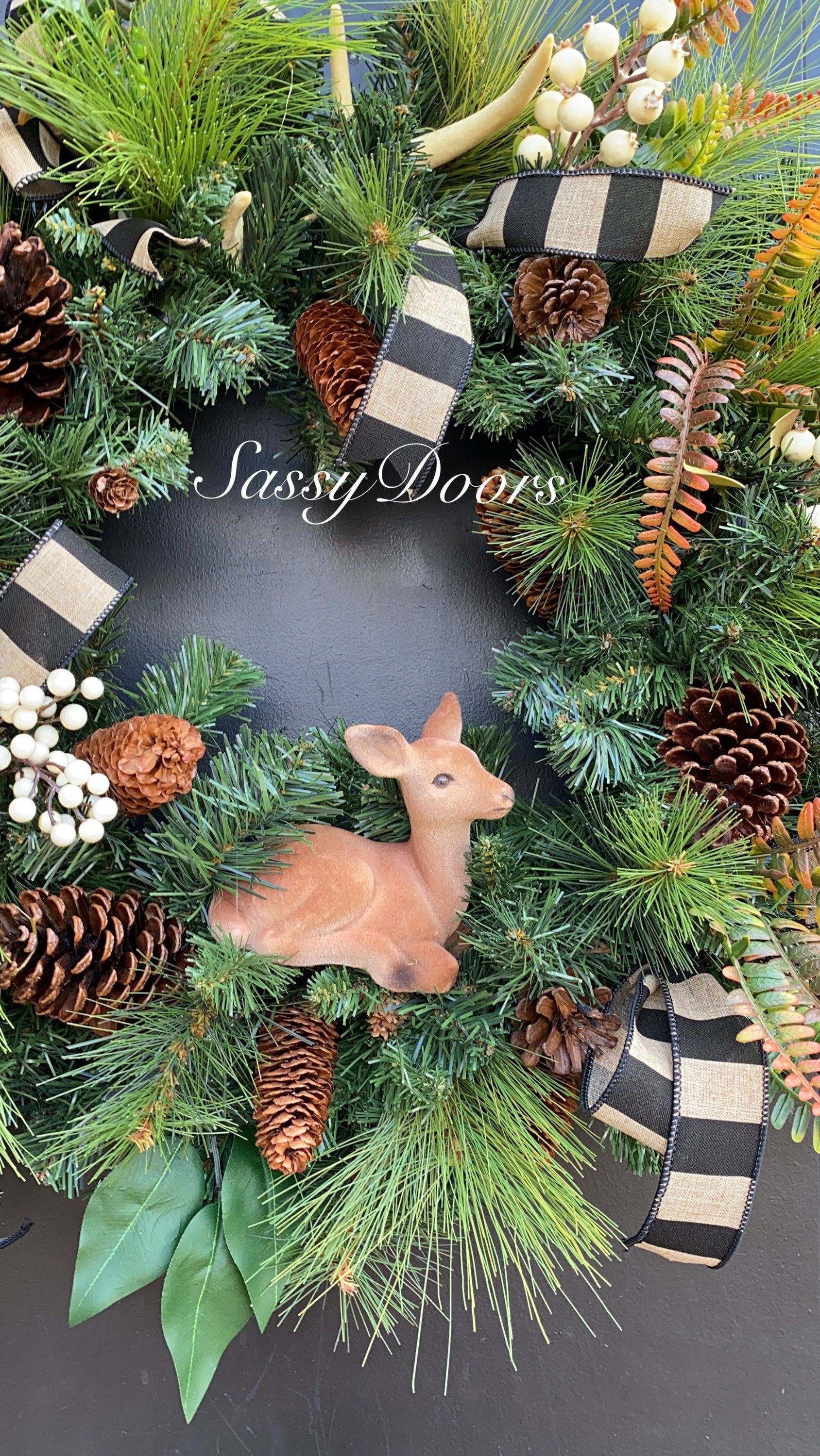 Deer Wreath, Winter Wreath, Winter Deer Wreath, Evergreen Wreath, Front Door Winter Wreath, Guy ...