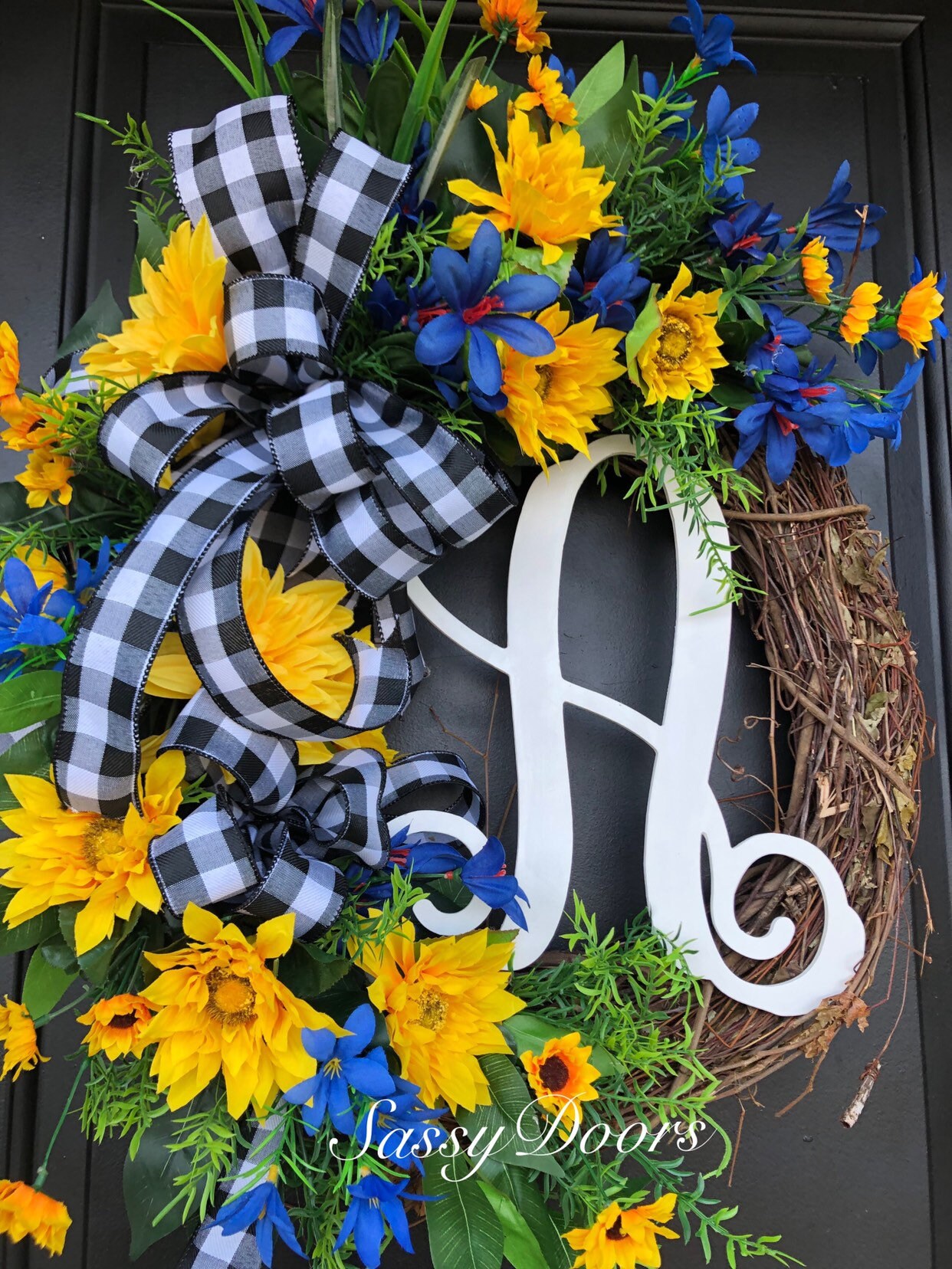 Spring And Summer, Wreath, Monogram Wreath, Grapevine Wreath, Sunflower ...