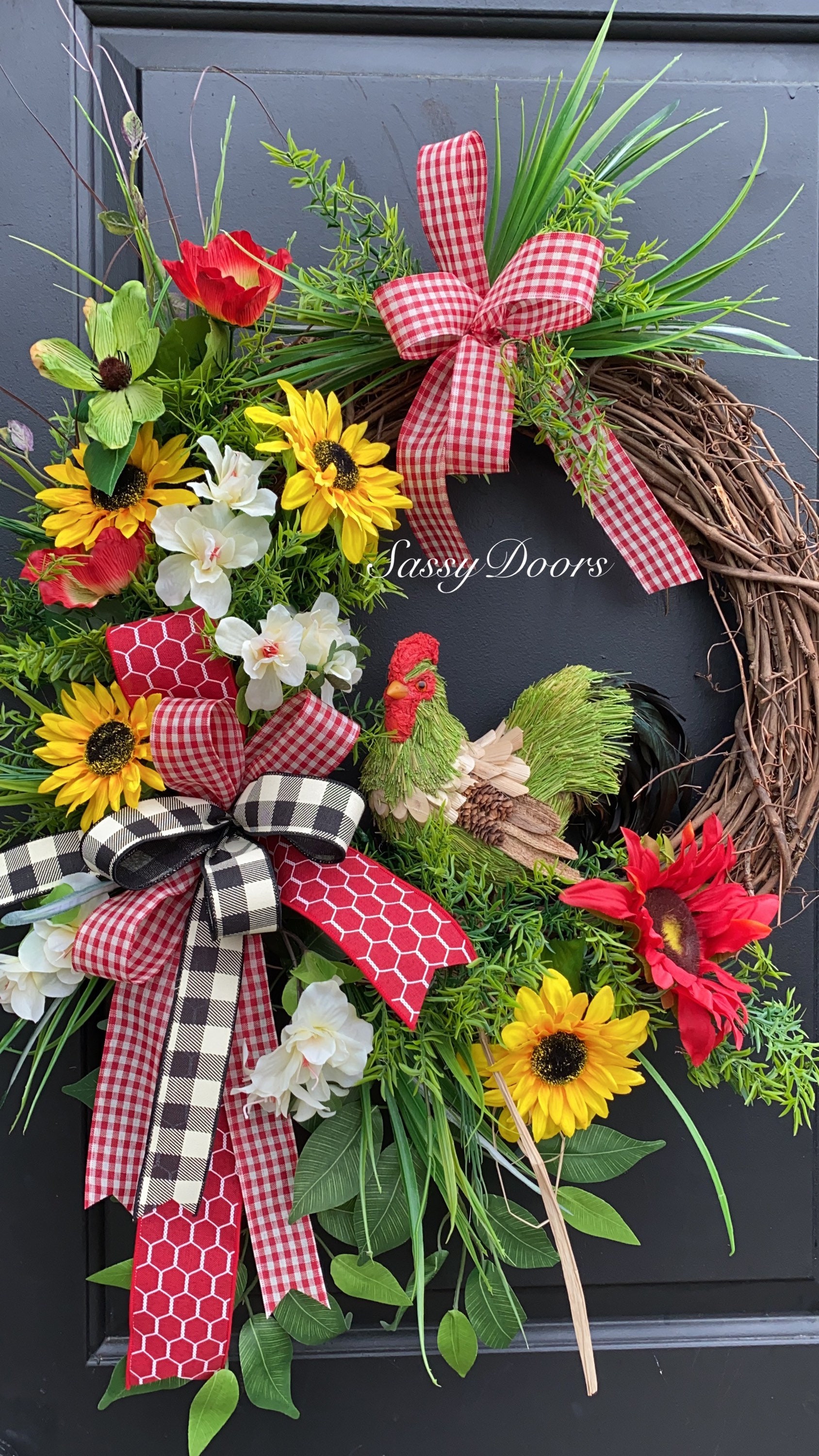 Rooster Wreath- Farmhouse Wreath-Rooster Front Door Wreath- Farmhouse ...