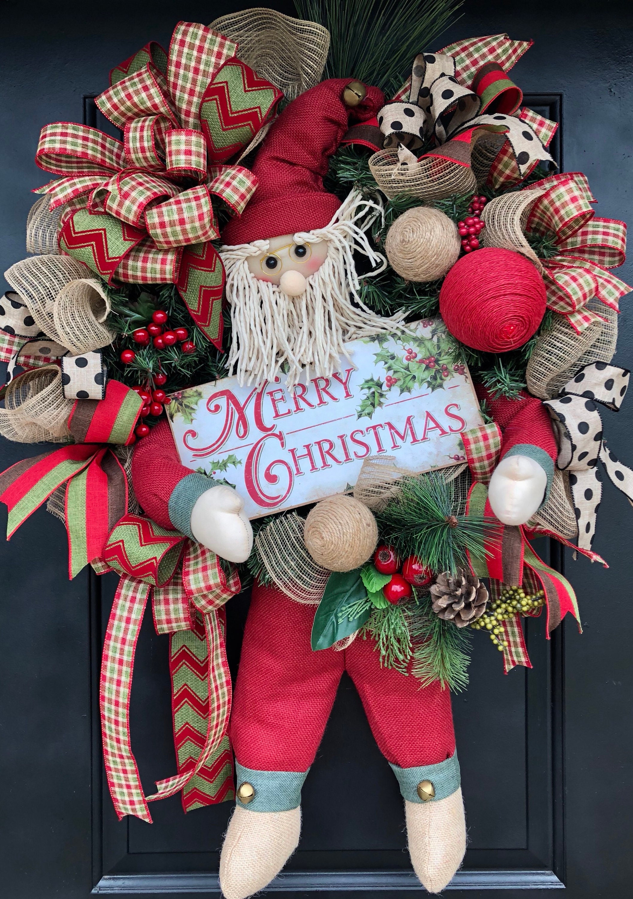 Traditional Christmas Wreath, Santa Wreath, Christmas Wreath, Christmas ...
