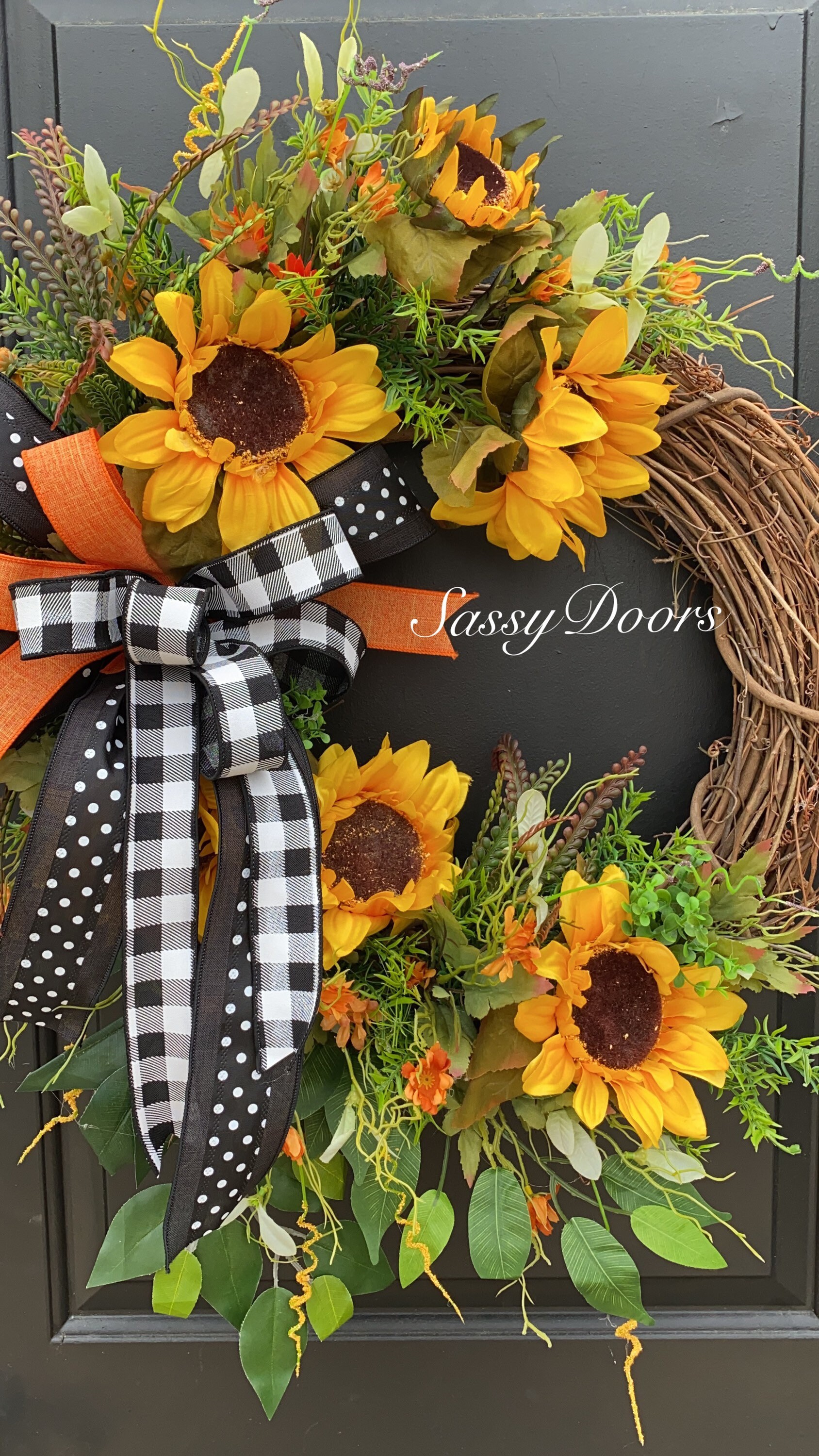 Sunflower Wreath, Housewarming Gift, Sunflowers Wreath, Sunflower Front ...