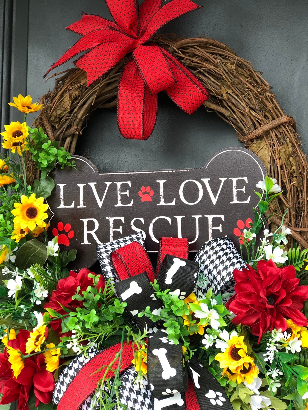 Everyday Wreath, Dog Rescue Wreath, Paw Print Wreath, Animal Lovers ...