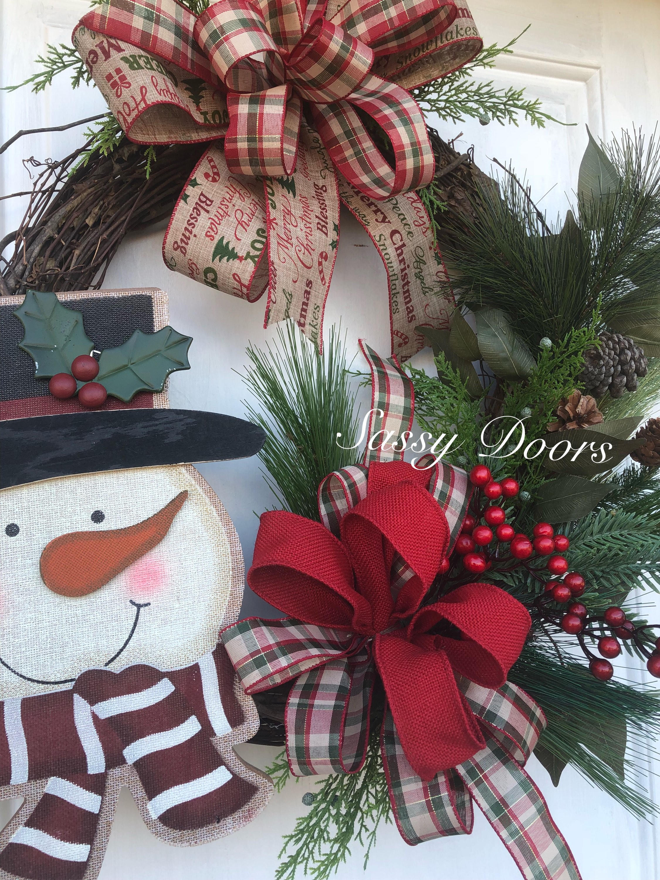 Snowman Wreath,Snowman Winter Wreath, Country Wreath, Cabin Wreath ...