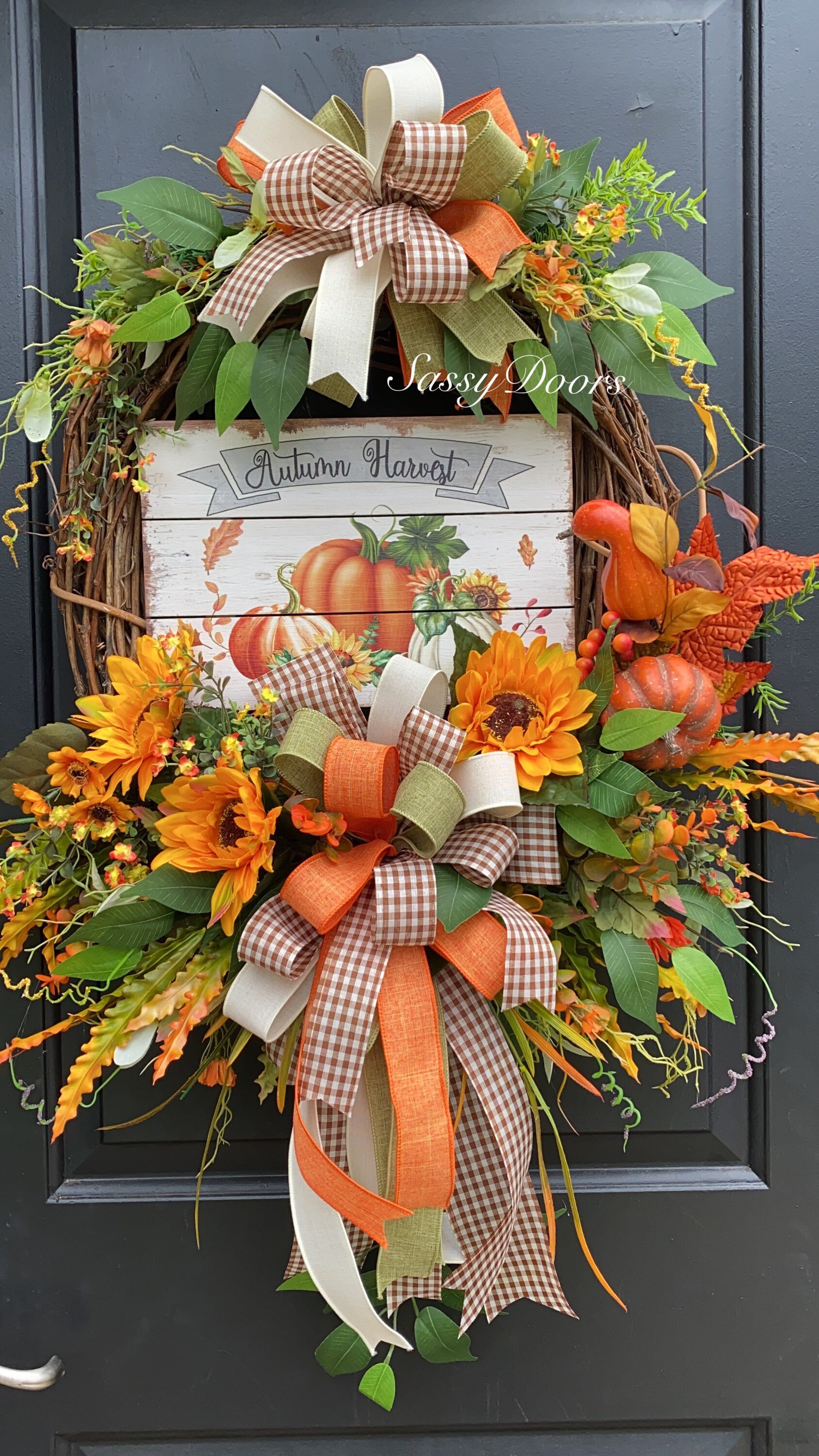 Fall Door Wreath, Sunflower Wreath, Fall Pumpkin Wreath, Fall Front ...