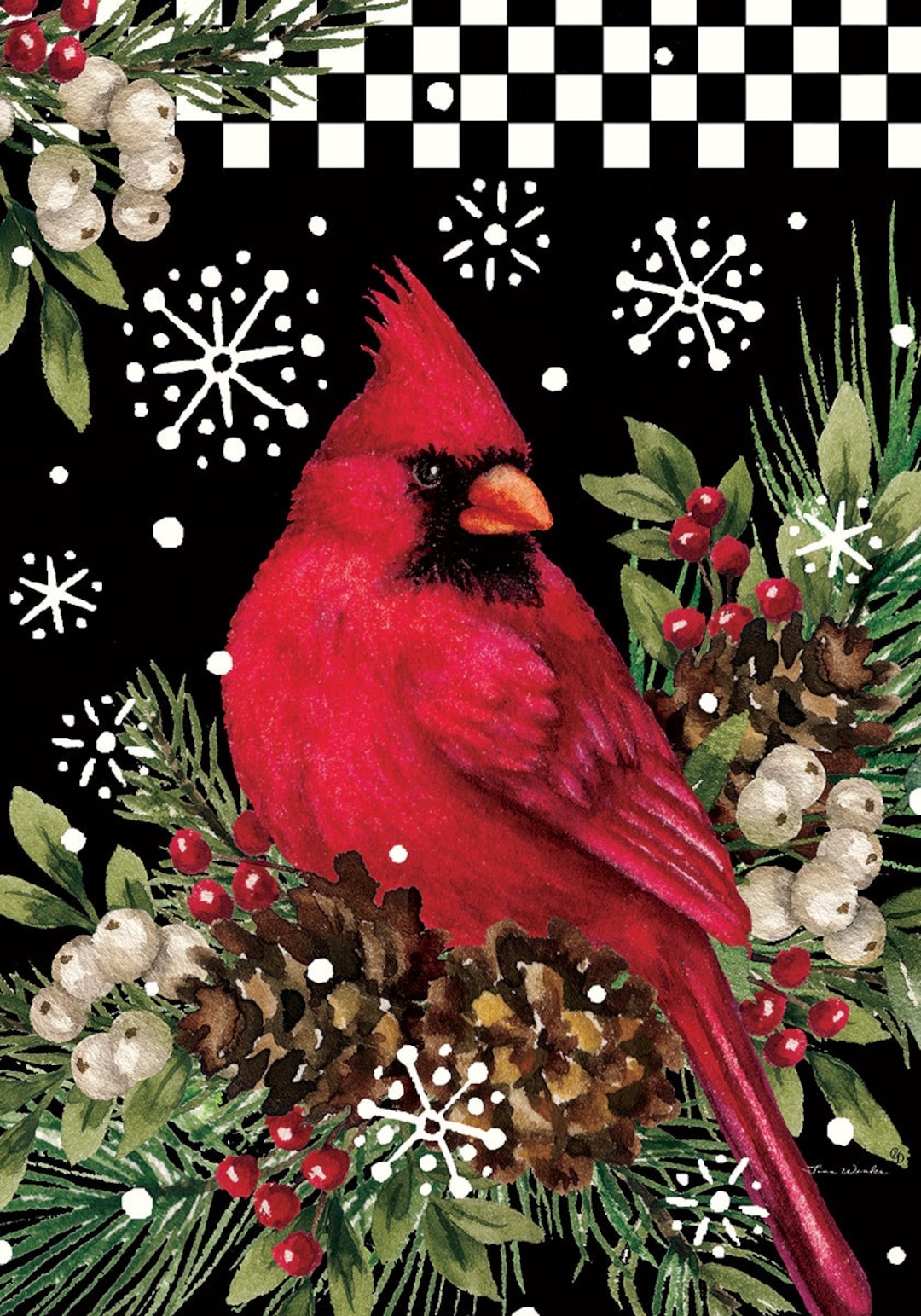 Large Cardinal Flag, Winter Cardinal Flag, Large House Flag, Snowflake ...