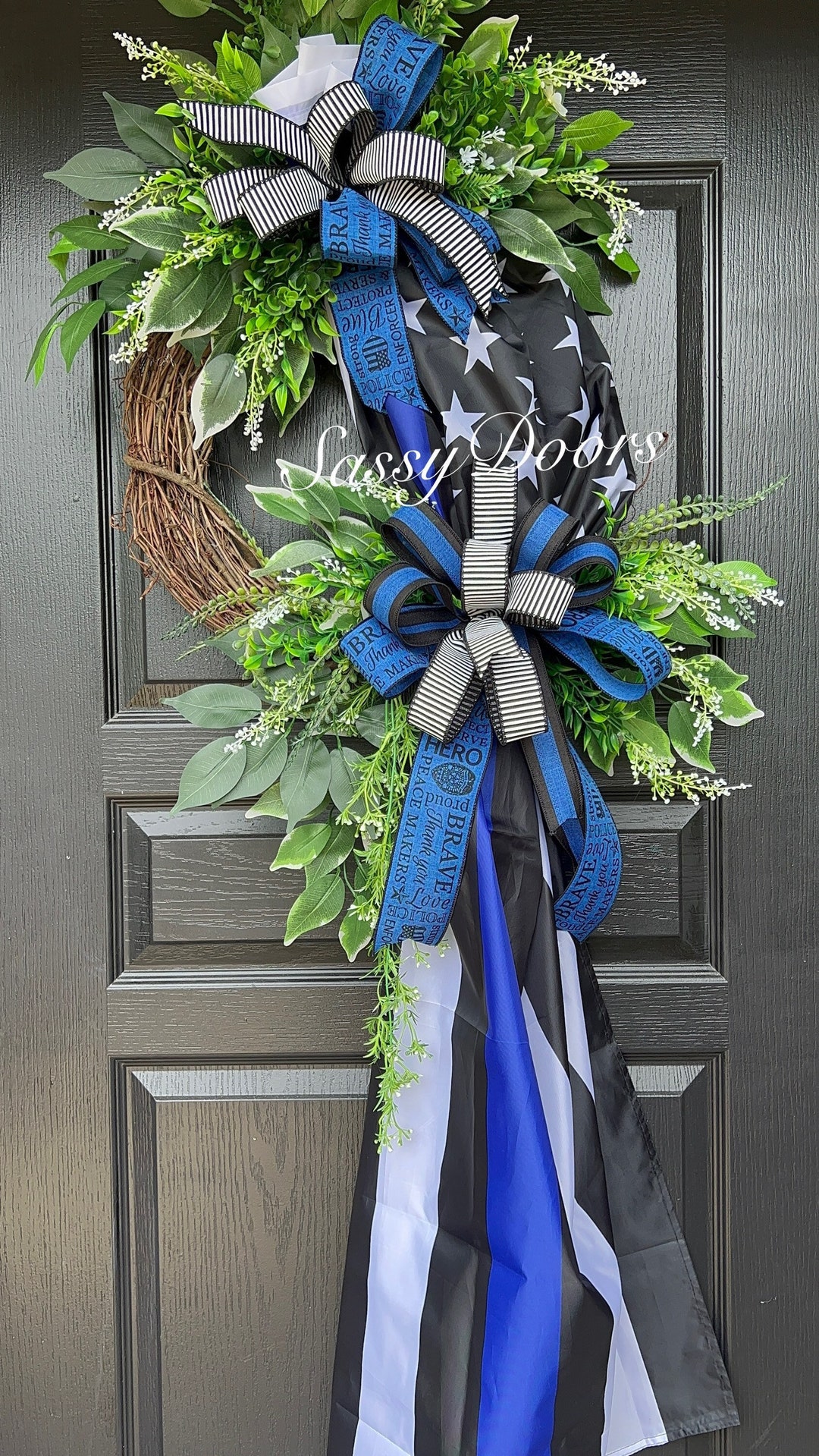 Blue Line Door Wreath, Police Officers Wreath, Support the Blue, Public ...
