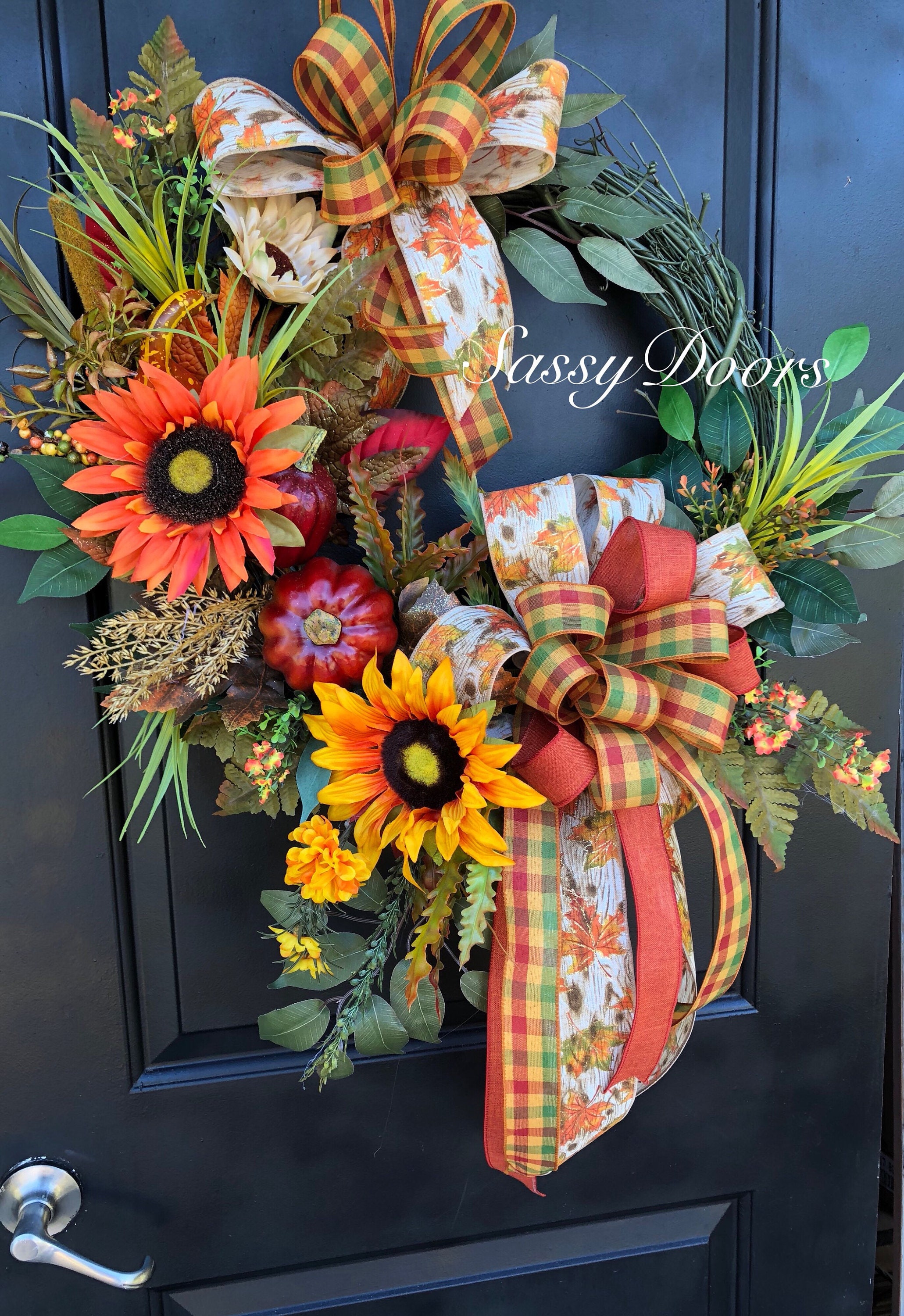 Fall Wreath, Thanksgiving Wreath, Wreath With Pumpkins, Autumn Wreath ...