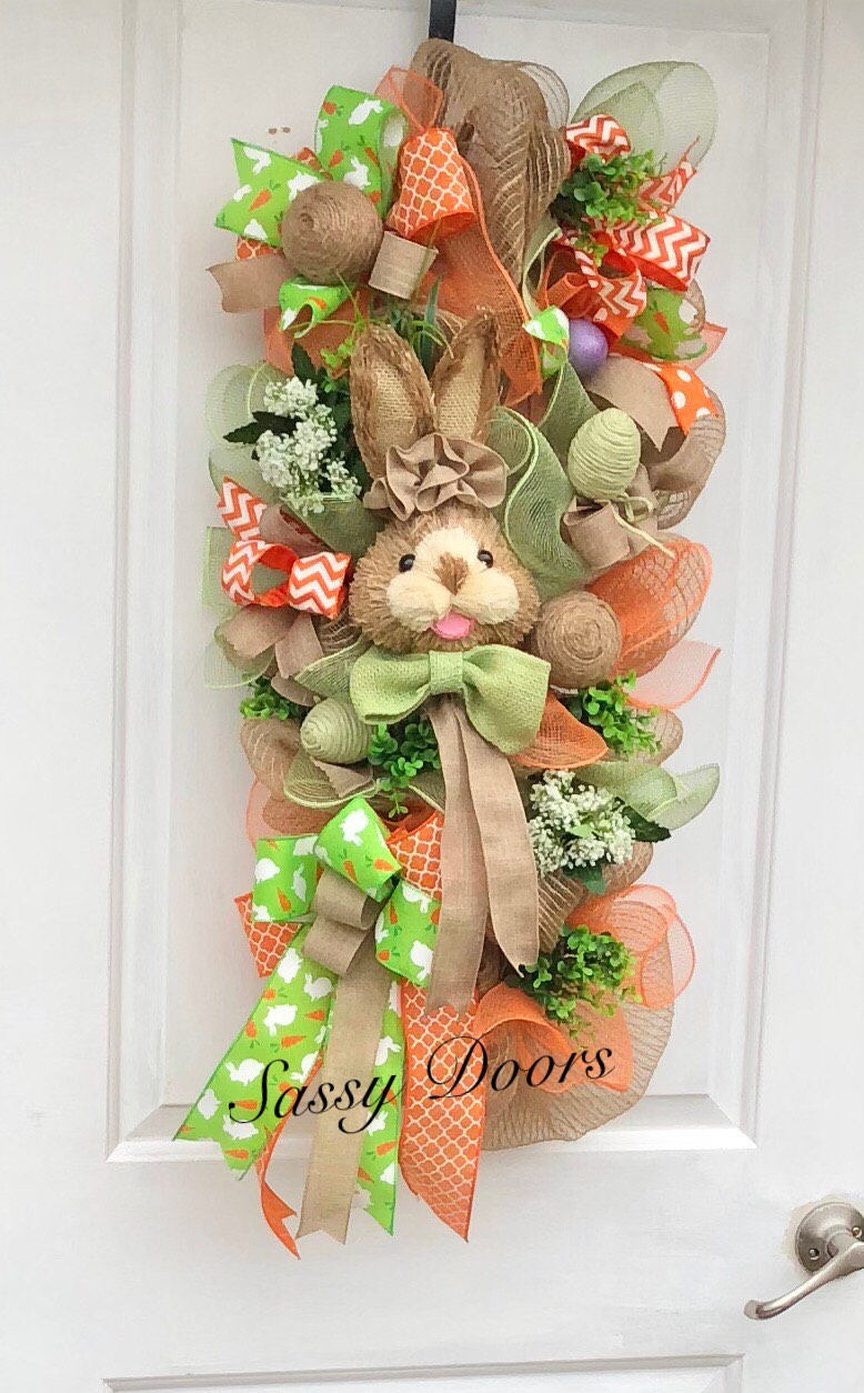 Easter Swag, Easter Wreath, Easter Bunny Wreath, Easter Swag With Bunny ...