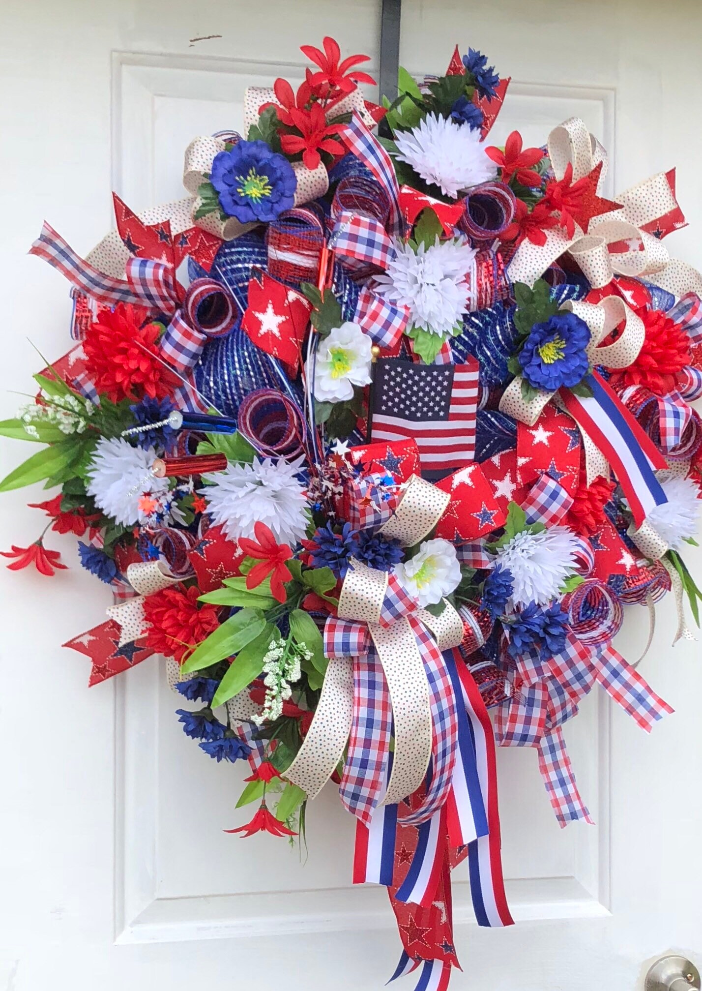 Patriotic Wreath, Memorial Day Wreath, July 4th Wreath, Deco Mesh ...