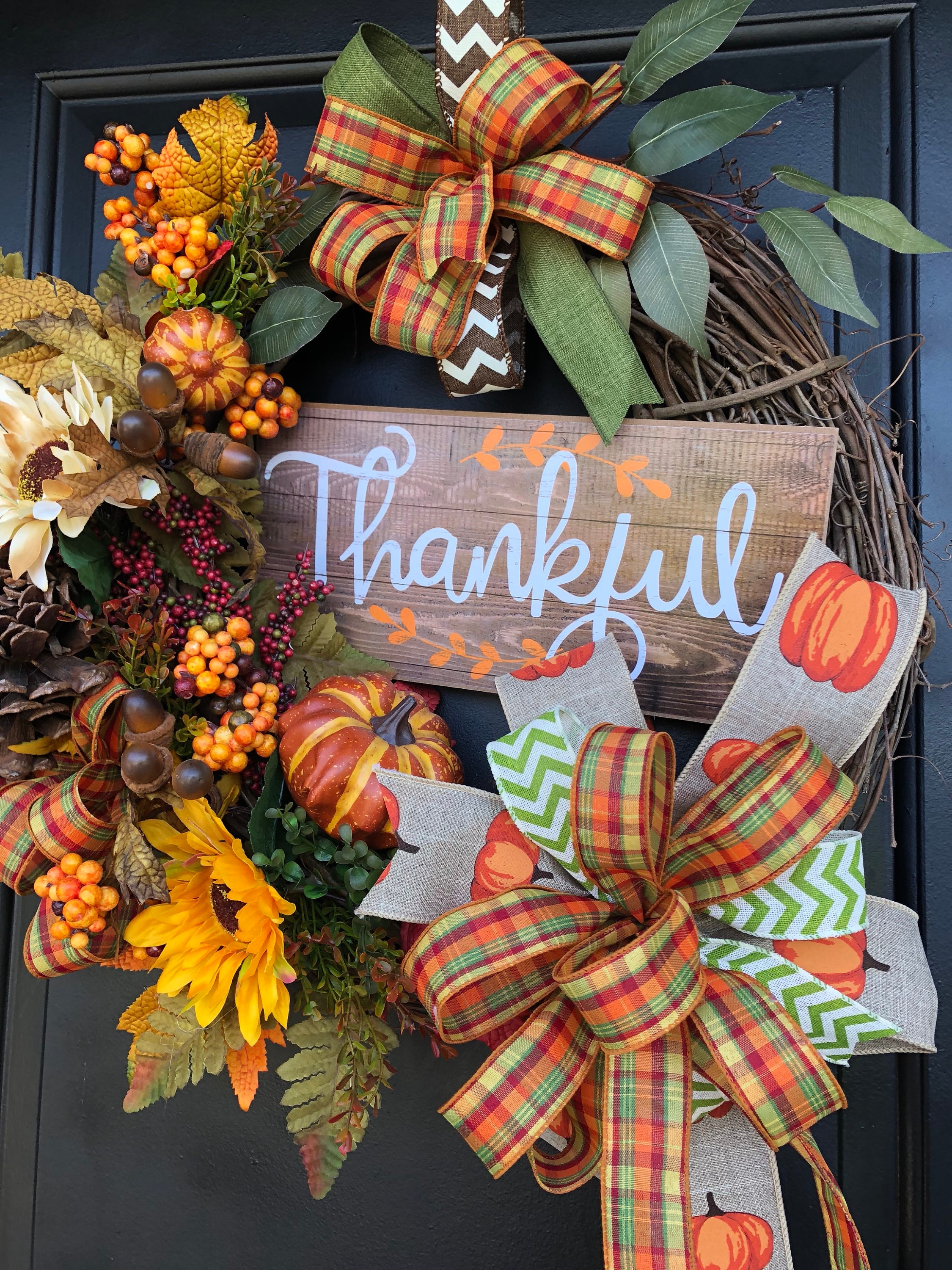 Fall Wreath- Fall Front Door Wreath- Sunflower Wreath- Grapevine Wreath ...