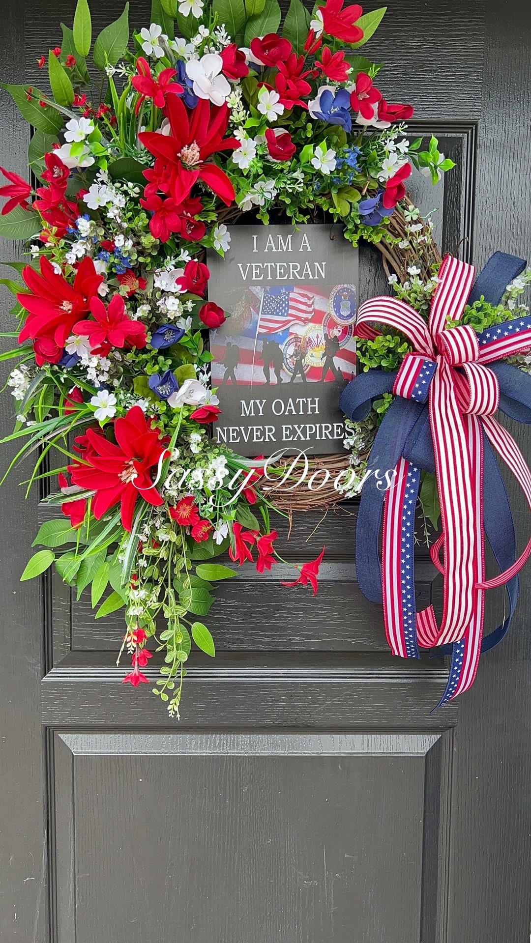 Military Veterans Wreath, Patriotic Wreath, Memorial Day Wreath ...