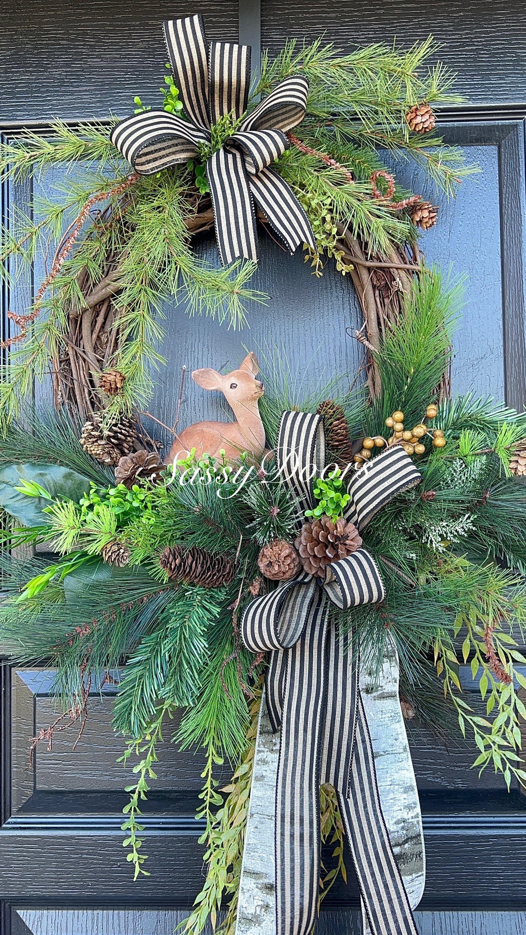 Woodland Wreath, Deer Wreath, Wreath With Deer, Winter Door Wreath, Sassy Doors Wreath,