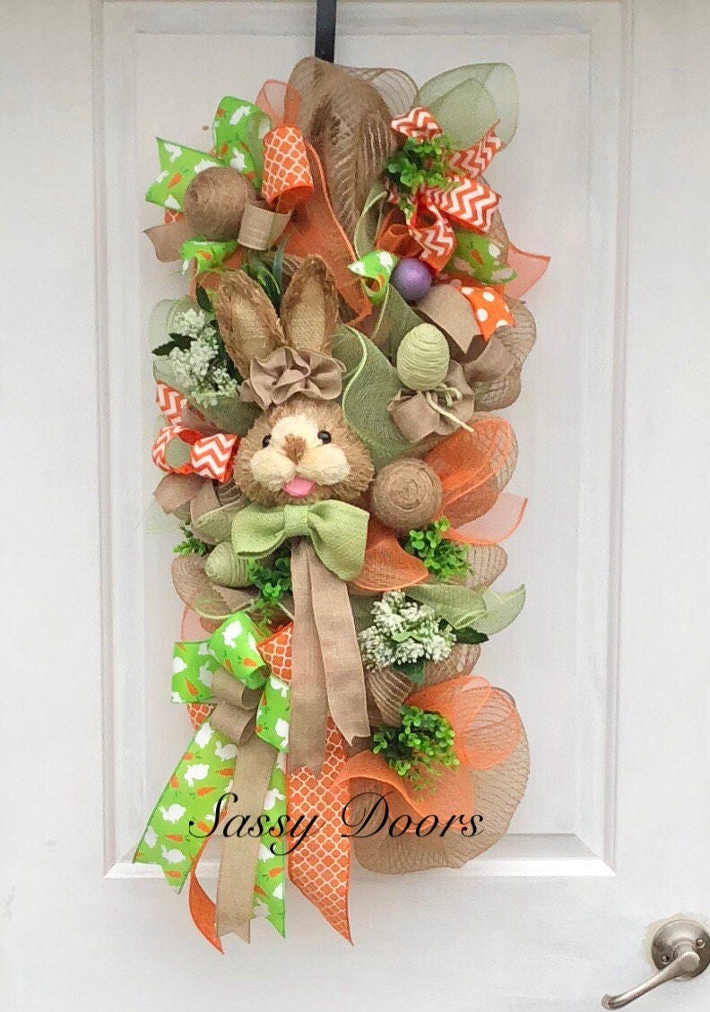 Easter Swag, Easter Wreath, Easter Bunny Wreath, Easter Swag With Bunny ...