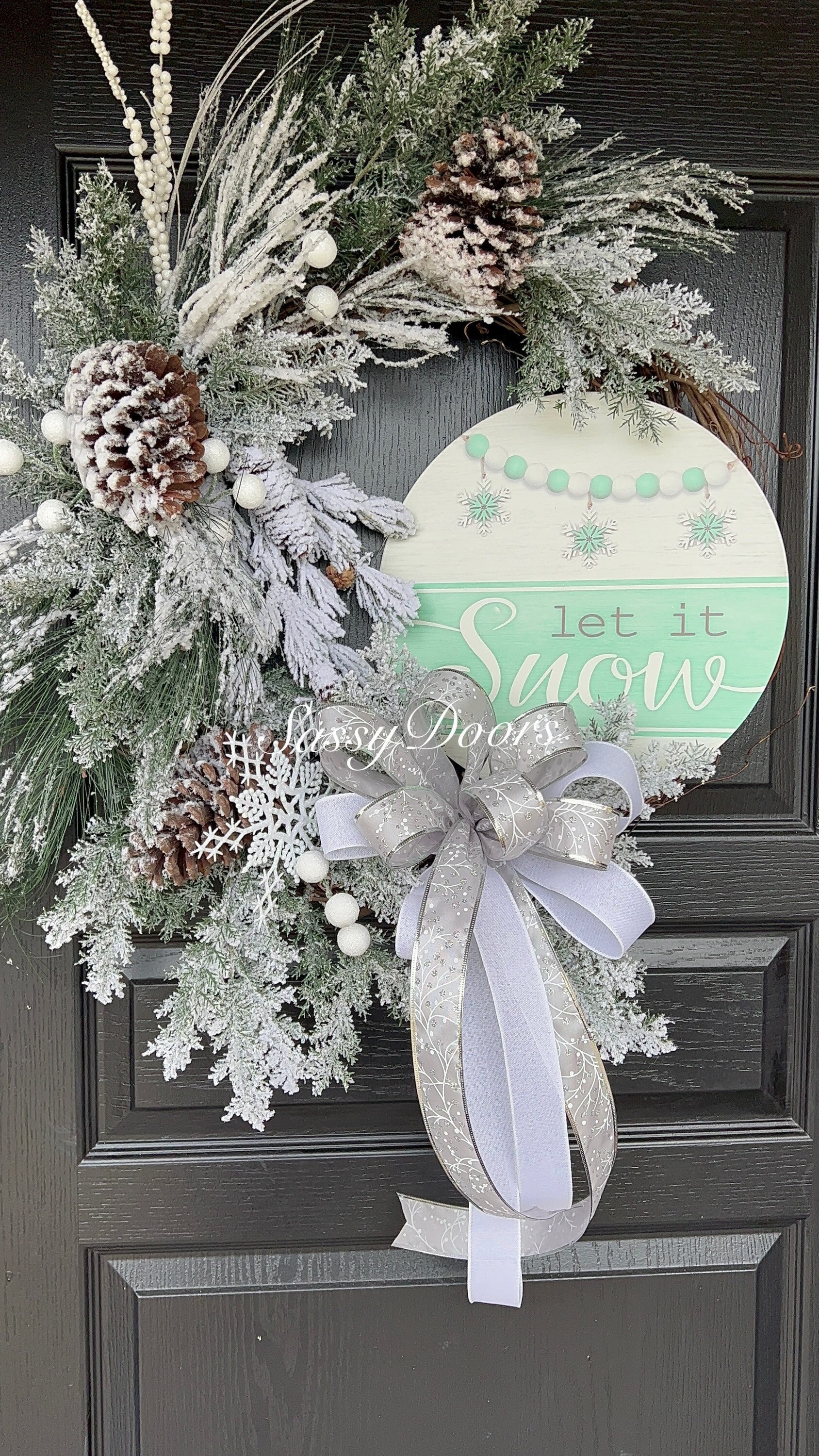 Winter Wreath, Let It Snow Wreath. Winter Front Door Wreath, Snow ...
