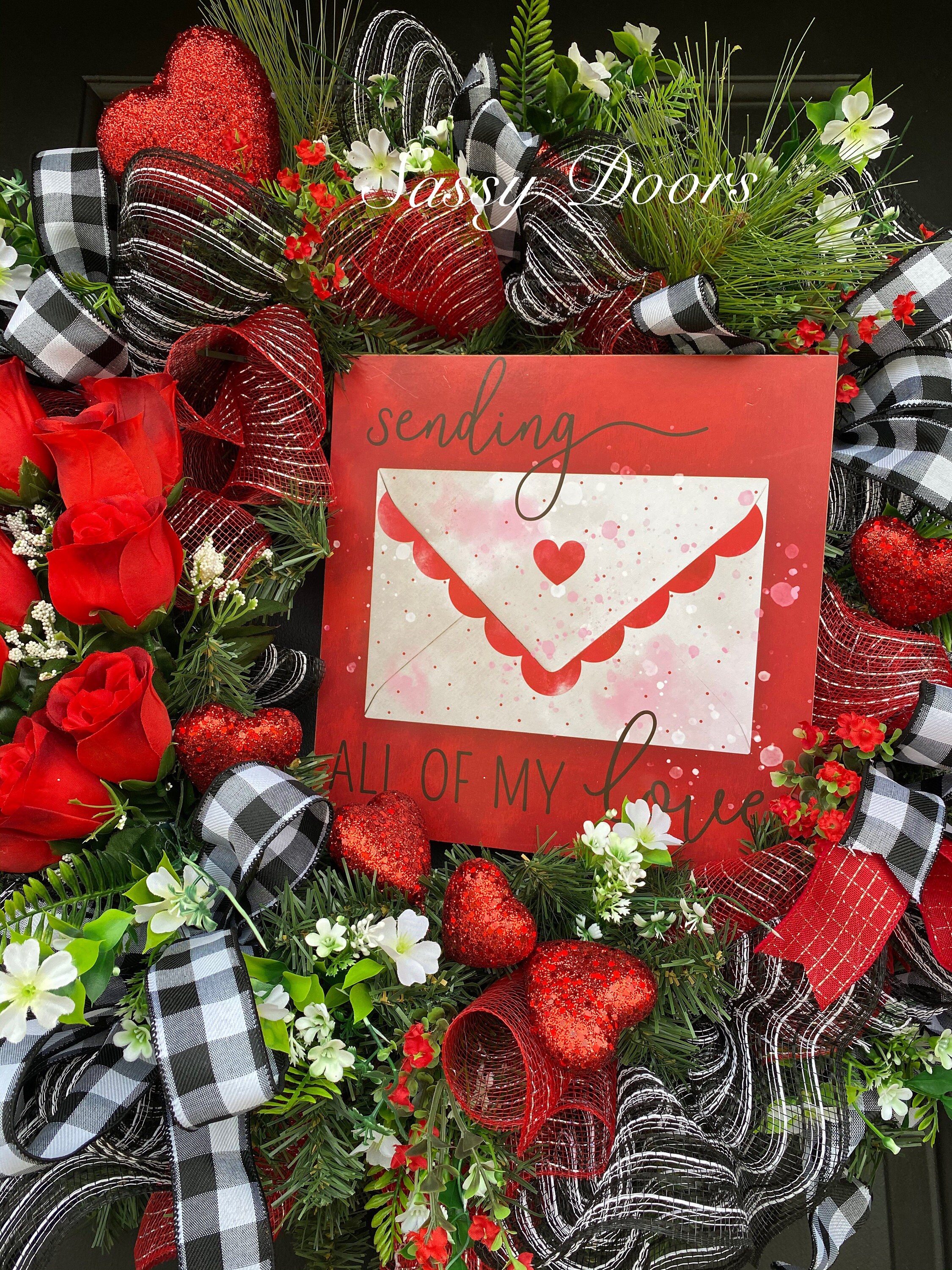 Valentines Wreath, Valentine Door Wreath, Red Heart Wreath, Wreath With ...