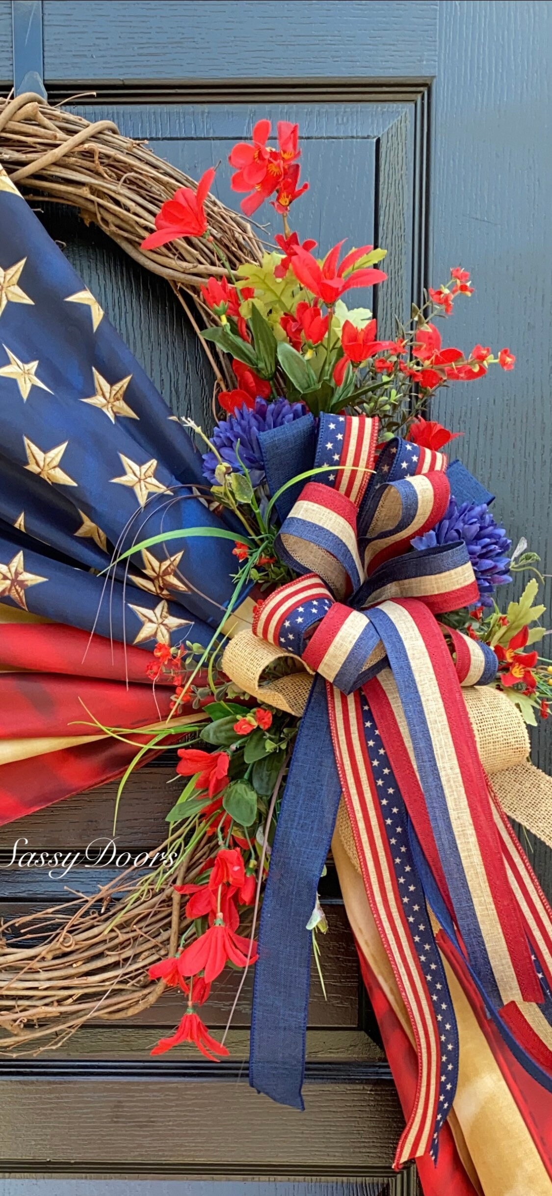 Flag Wreath, Tea Stained American Flag Wreath, Patriotic Wreath, Summer ...