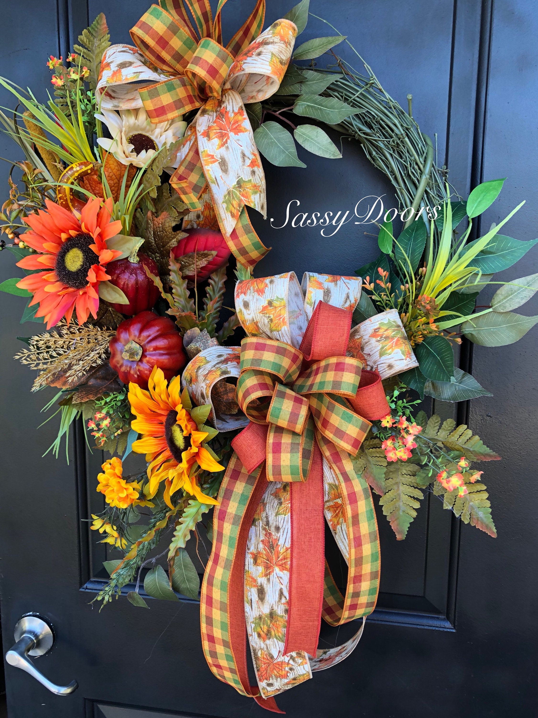 Fall Wreath, Thanksgiving Wreath, Wreath With Pumpkins, Autumn Wreath ... Fall Wreath, Thanksgiving Wreath, Wreath With Pumpkins, Autumn Wreath ...