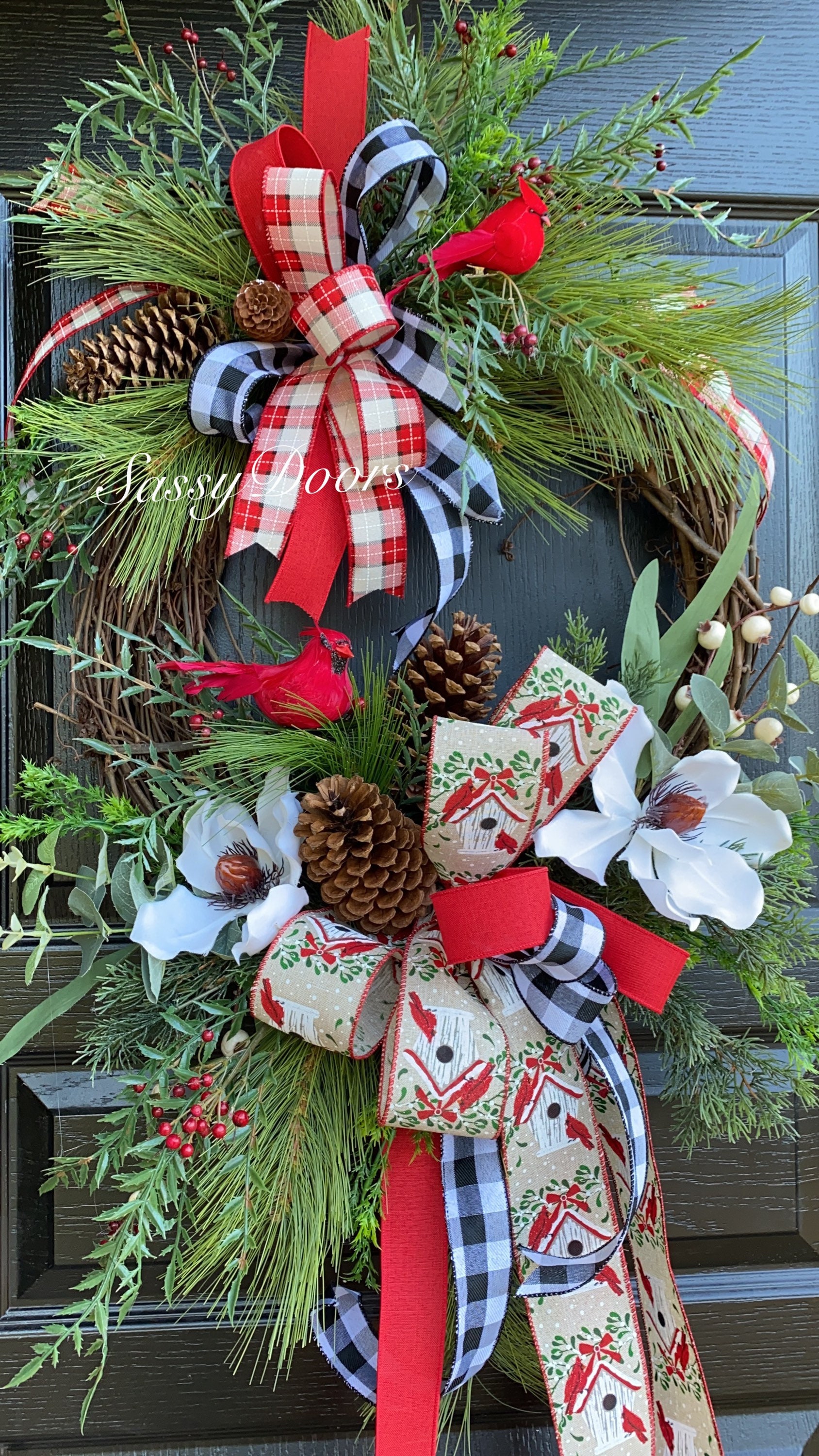 Red Cardinal Wreath, Christmas Wreath, Winter Front Door Wreath ...