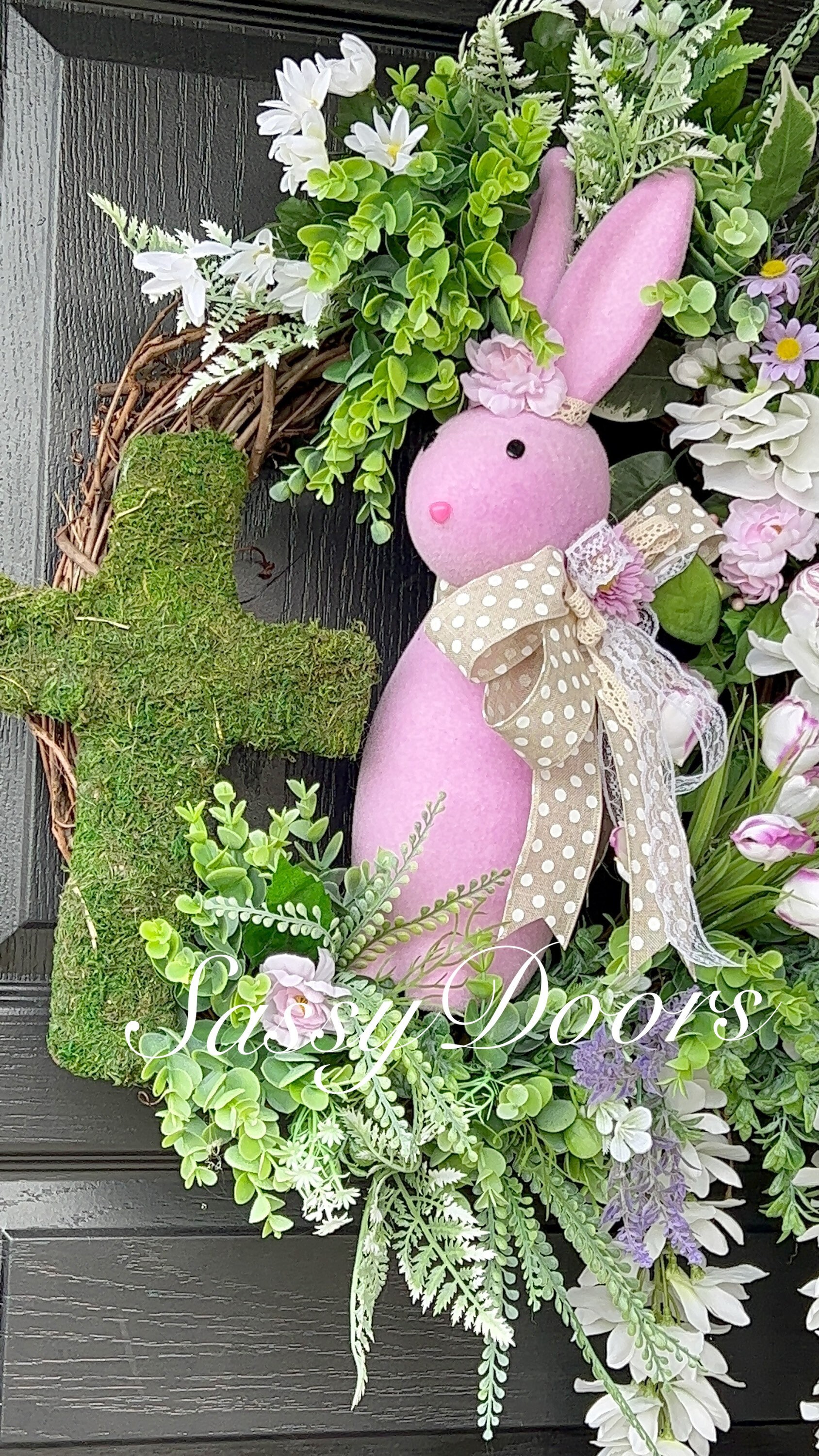 Easter Bunny Wreath, Flocked Easter Bunny Wreath, Bunny Wreath, Easter ...