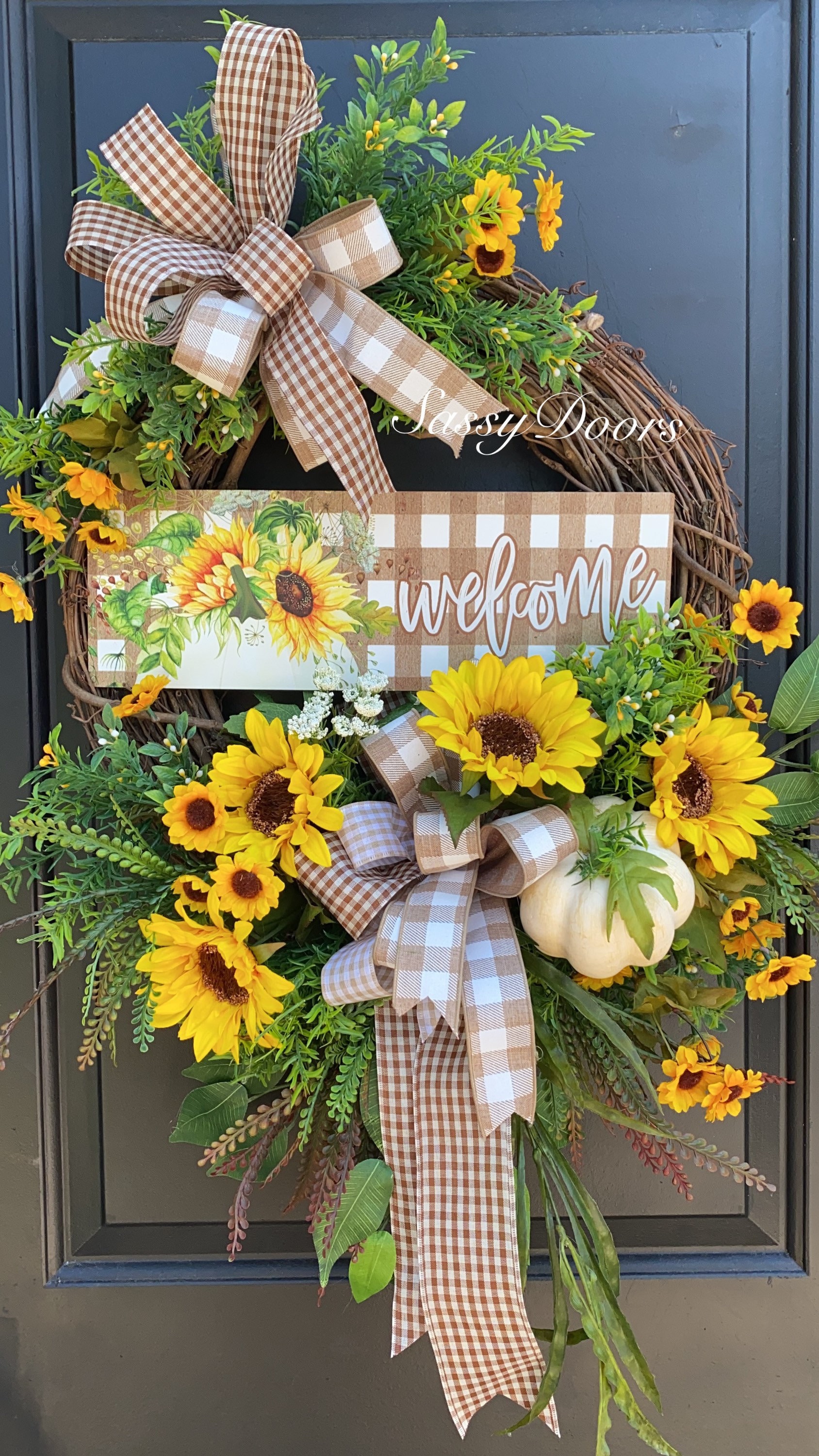 Fall Sunflower Wreath, Fall Wreath, Sunflower Front Door Wreath ...
