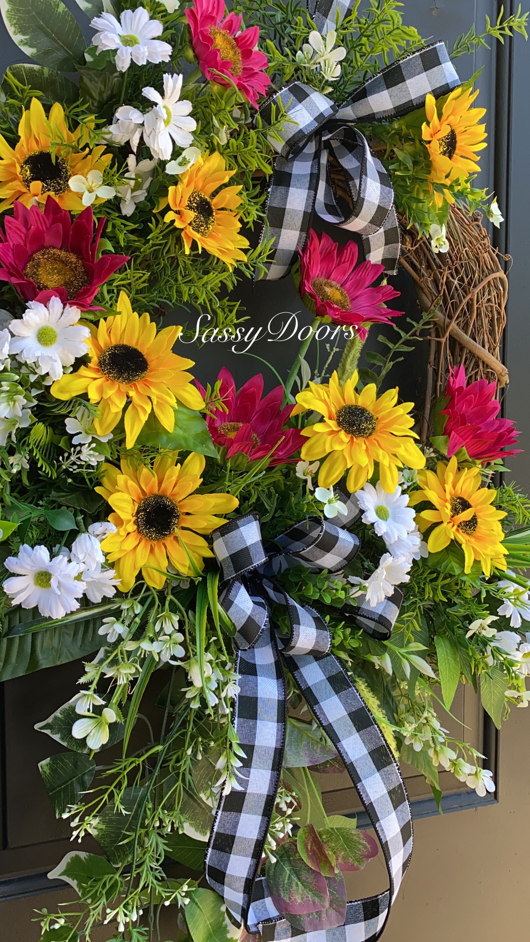 Spring And Summer Wreath, Welcome Wreath, Sunflowers Wreath, SassyDoors ...