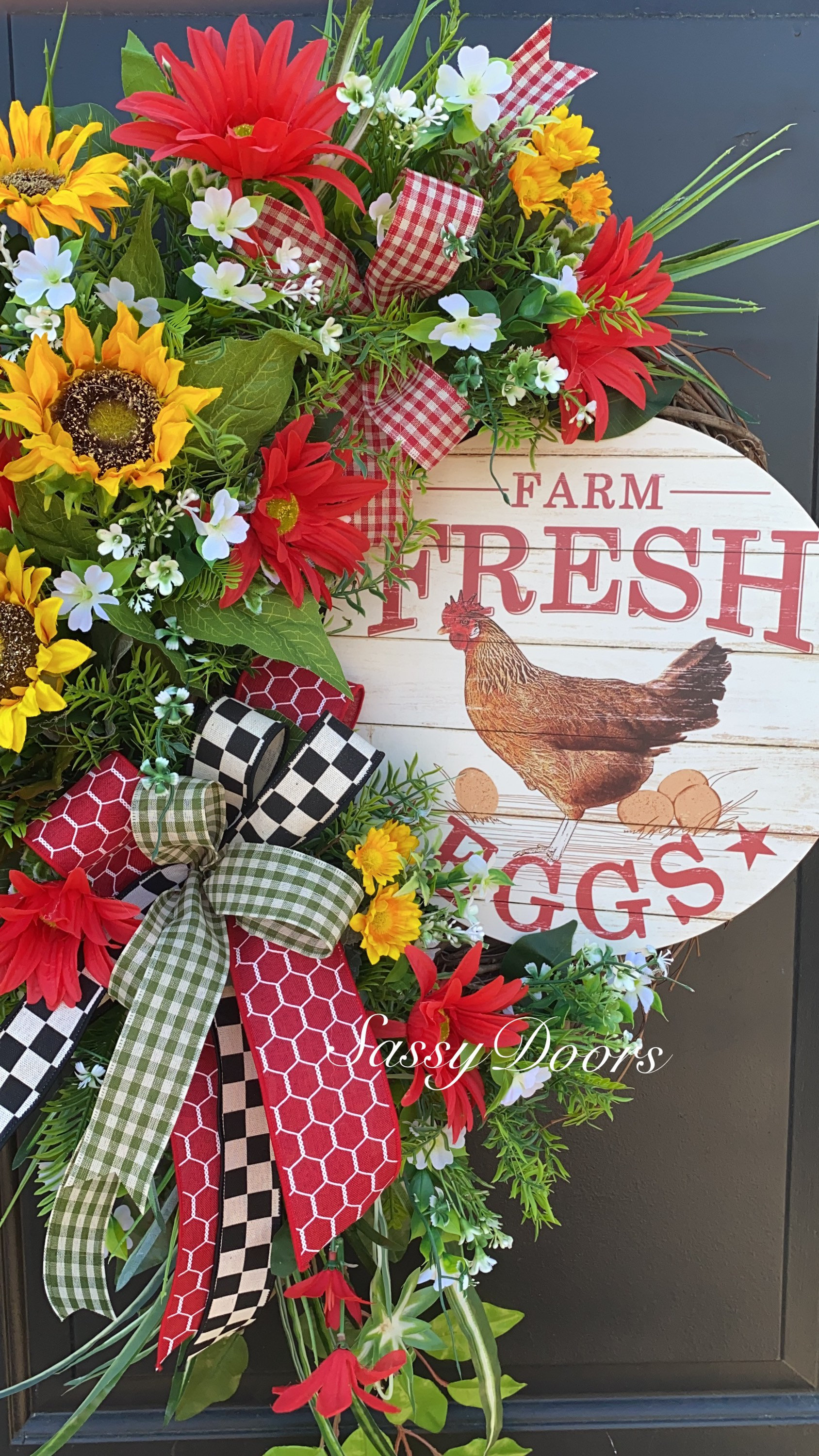 Farmhouse Wreath- Wreath For Front Door- Wreath With Hen , Everyday ...