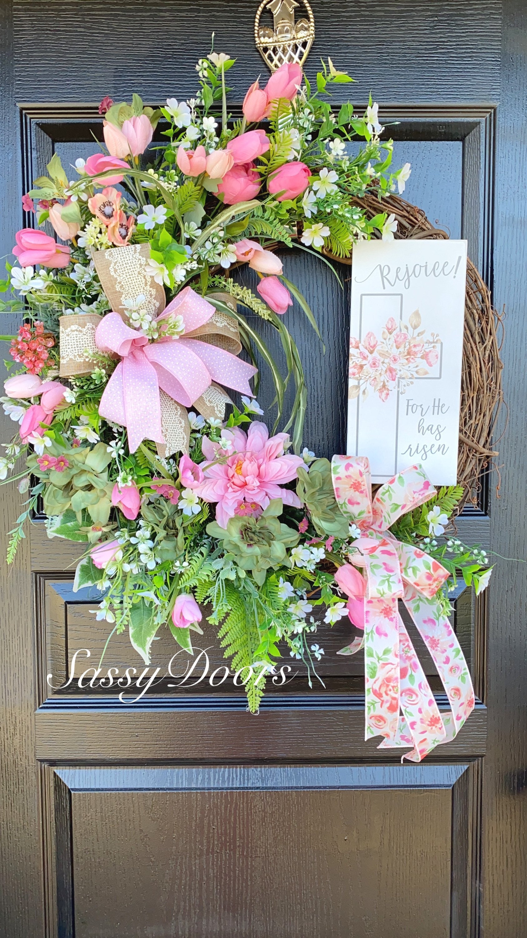 Easter Wreath Religious Easter Wreath He Is Risen Easter Front Door