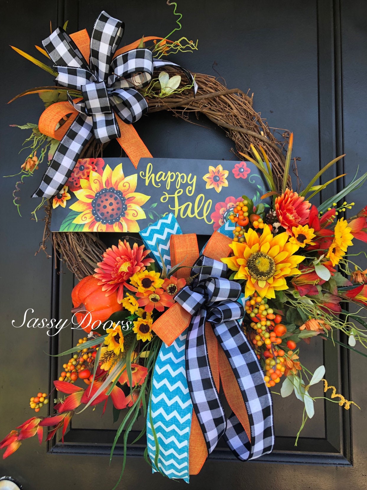Fall Wreath, Thanksgiving Wreath, Wreath With Pumpkins, Autumn Wreath ...
