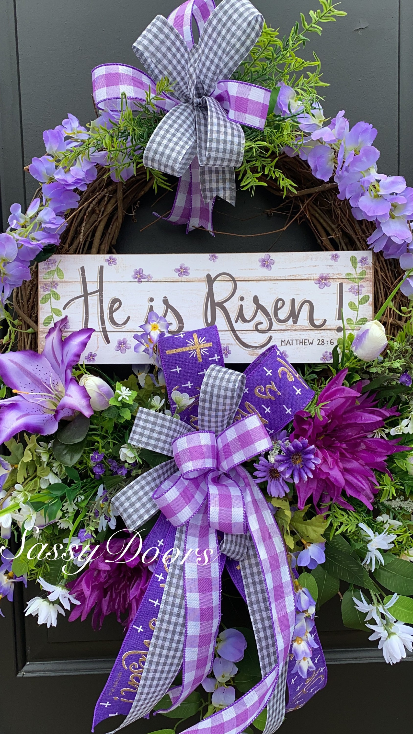 Easter Wreath, Spring Wreath, Religious Wreath, He Is Risen Wreath ...