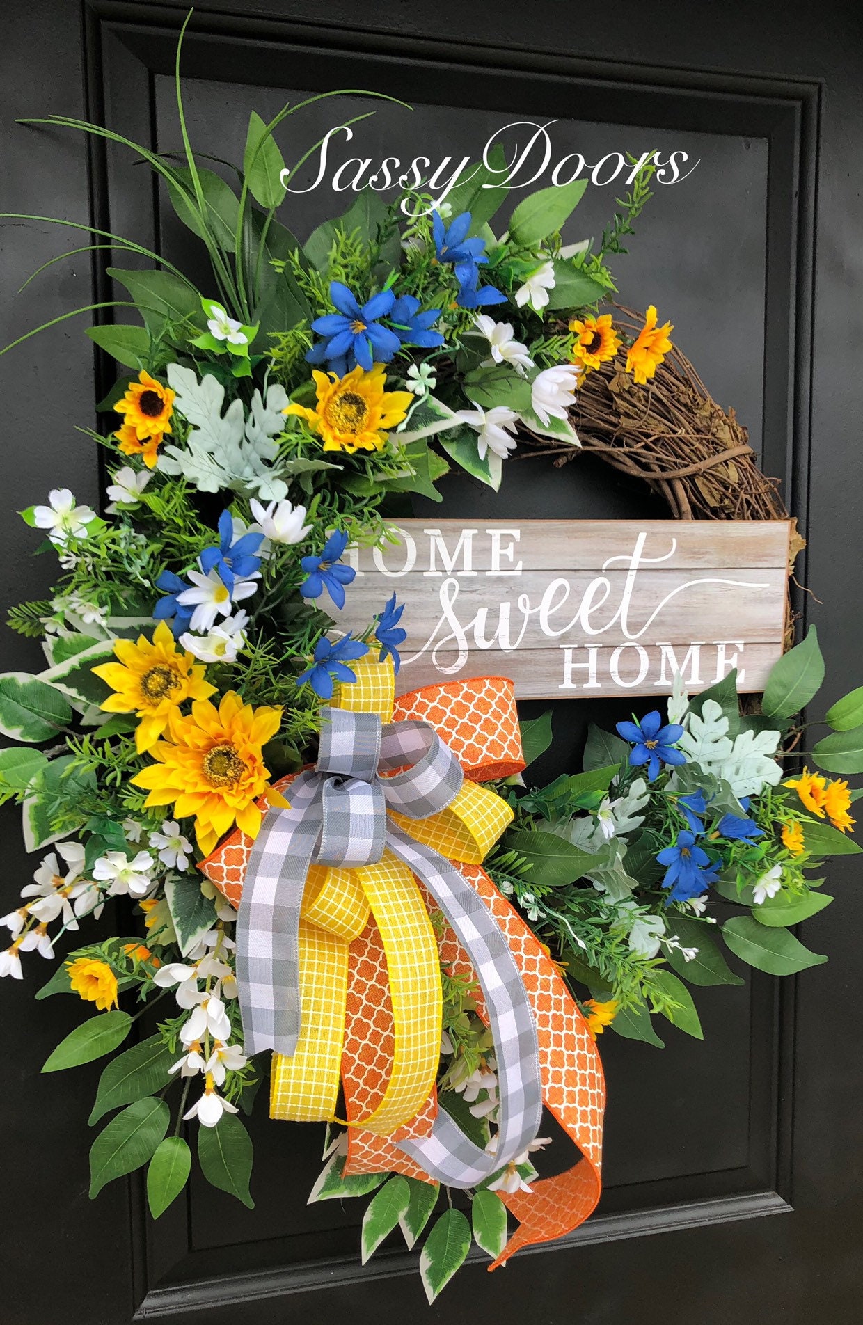 Spring Wreath, Spring Front Door Wreath, Gift for Mom, SassyDoors ...