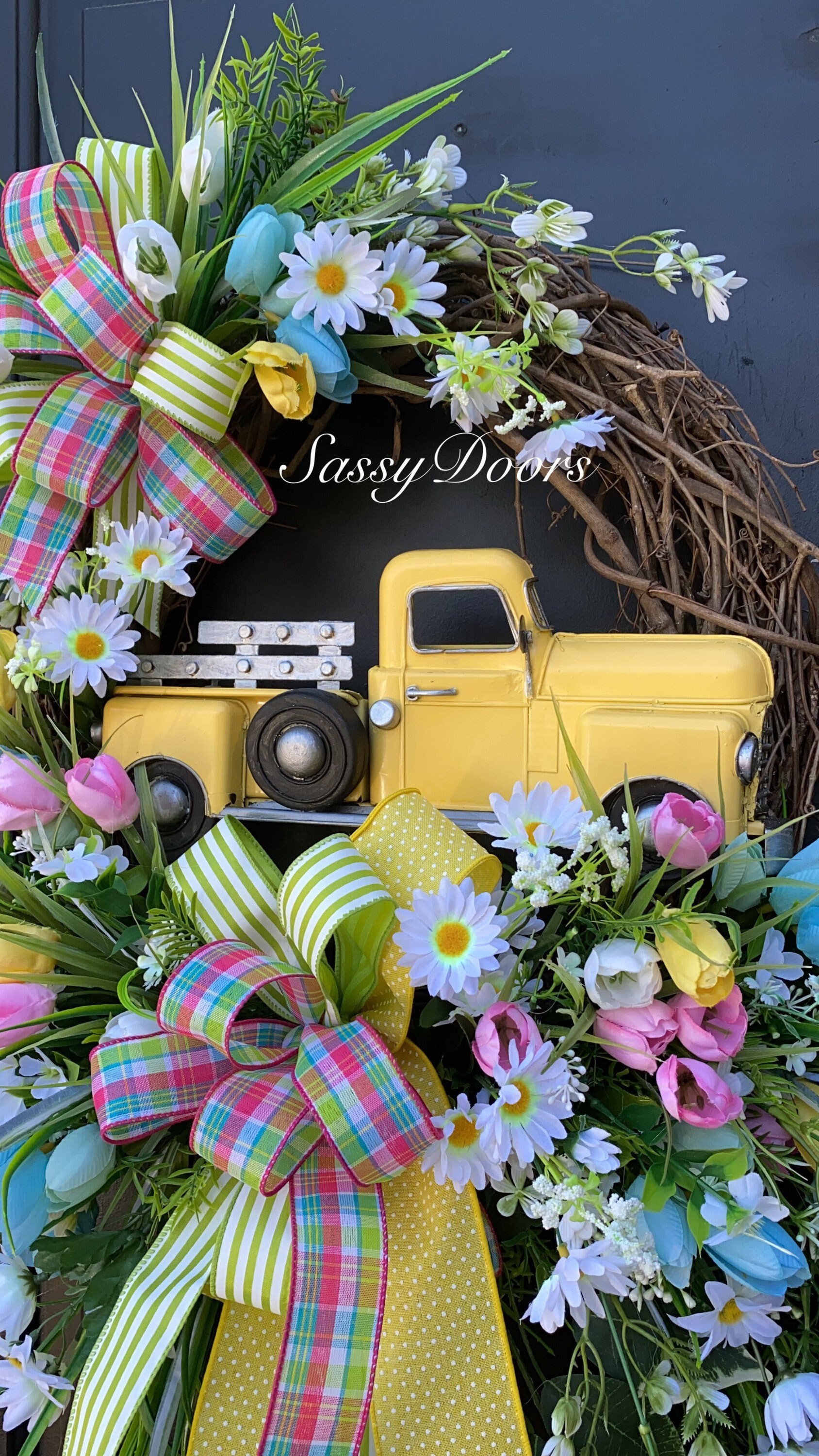 Spring Truck Wreath , Summer Truck Wreath, Spring Wreath, Wreath With ...