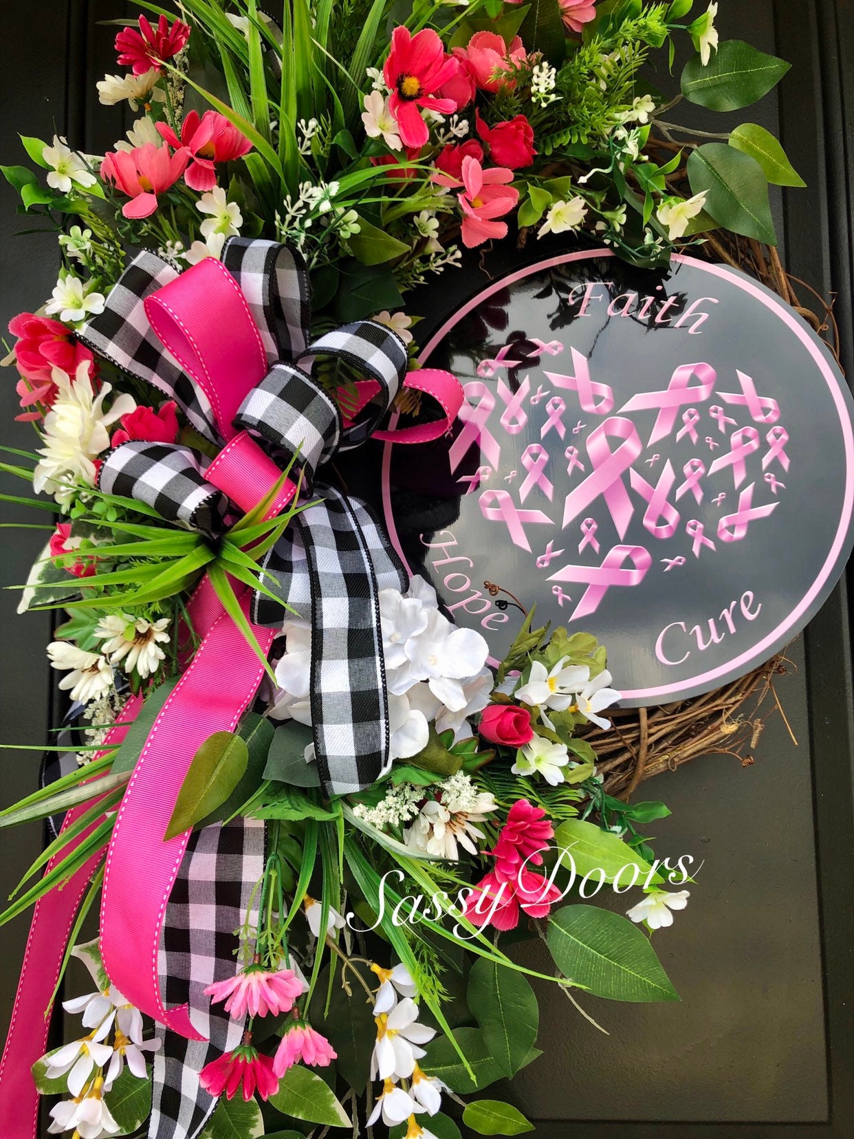 Breast Cancer Awareness, Pink Wreath, Cancer Awareness Wreath ...