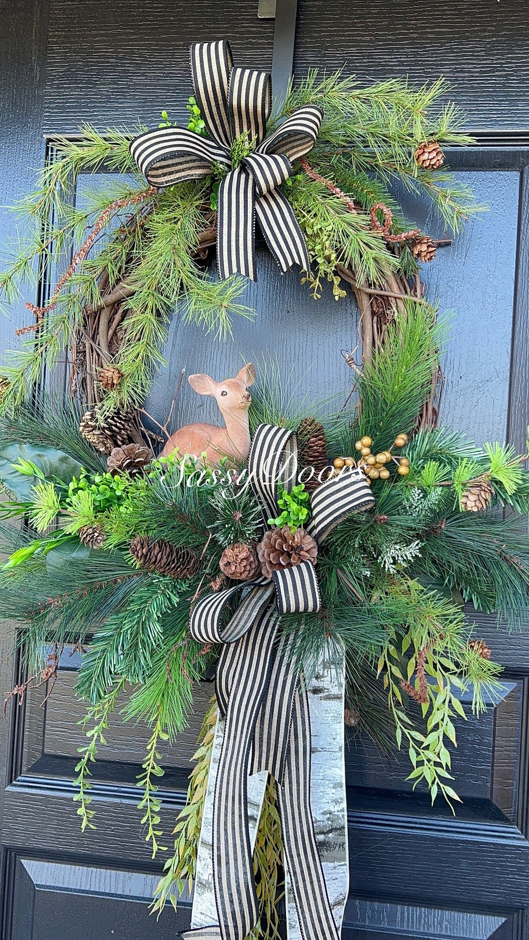 Woodland Wreath, Deer Wreath, Wreath With Deer, Winter Door Wreath, Sassy Doors Wreath, - Etsy