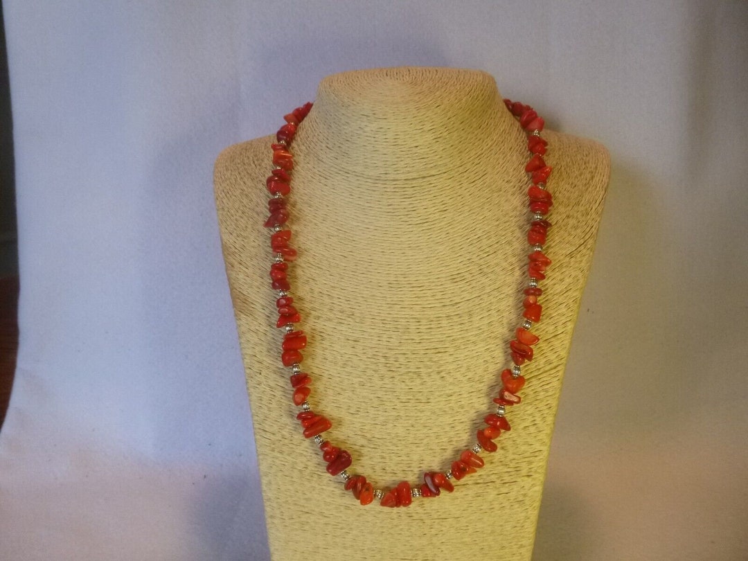 Red Coral Nuggets and Silver Native American Navajo Southwestern Style ...