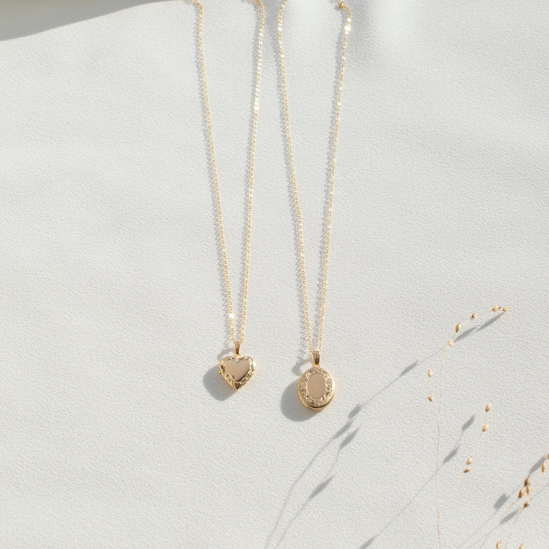 Engraved Locket Necklace • Heart Locket • Gold Locket • Personalized ...