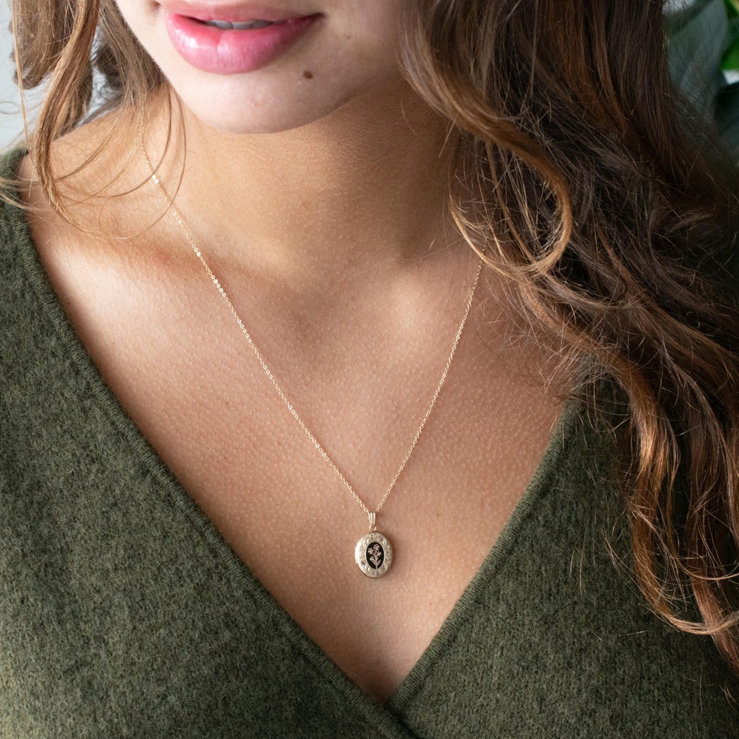 Honeysuckle Locket Necklace, Birth Month Flower Necklace, June Birthday ...