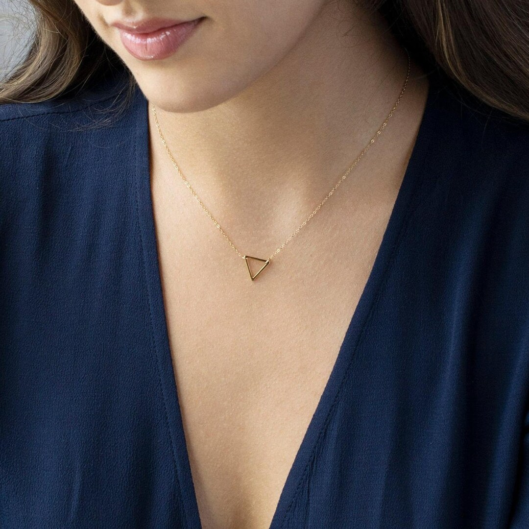 Triangle Necklace • Geometric Necklace • Minimalist Necklace ...