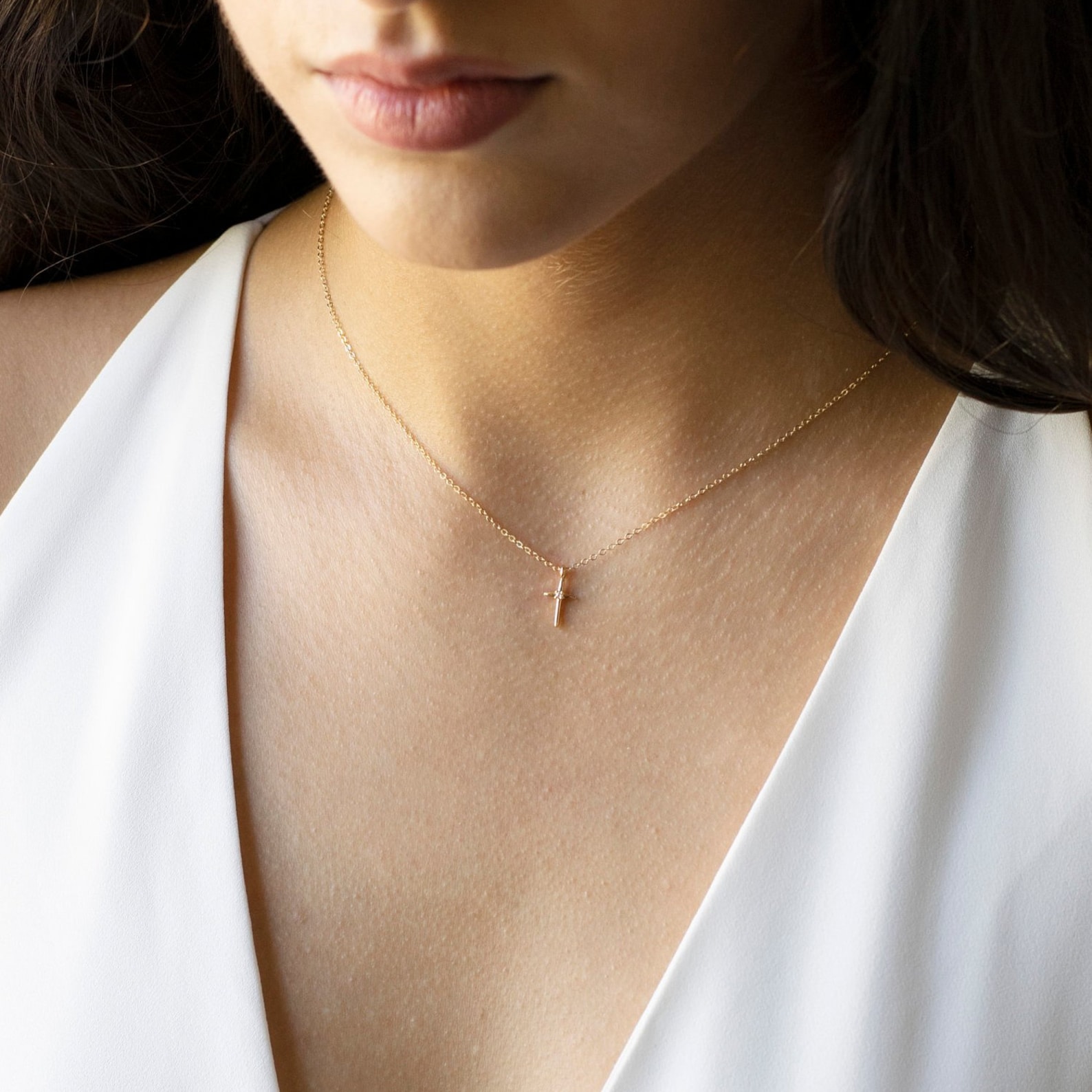 Cross Necklace Women • Gold Cross Necklace • Catholic Jewelry • Diamond ...