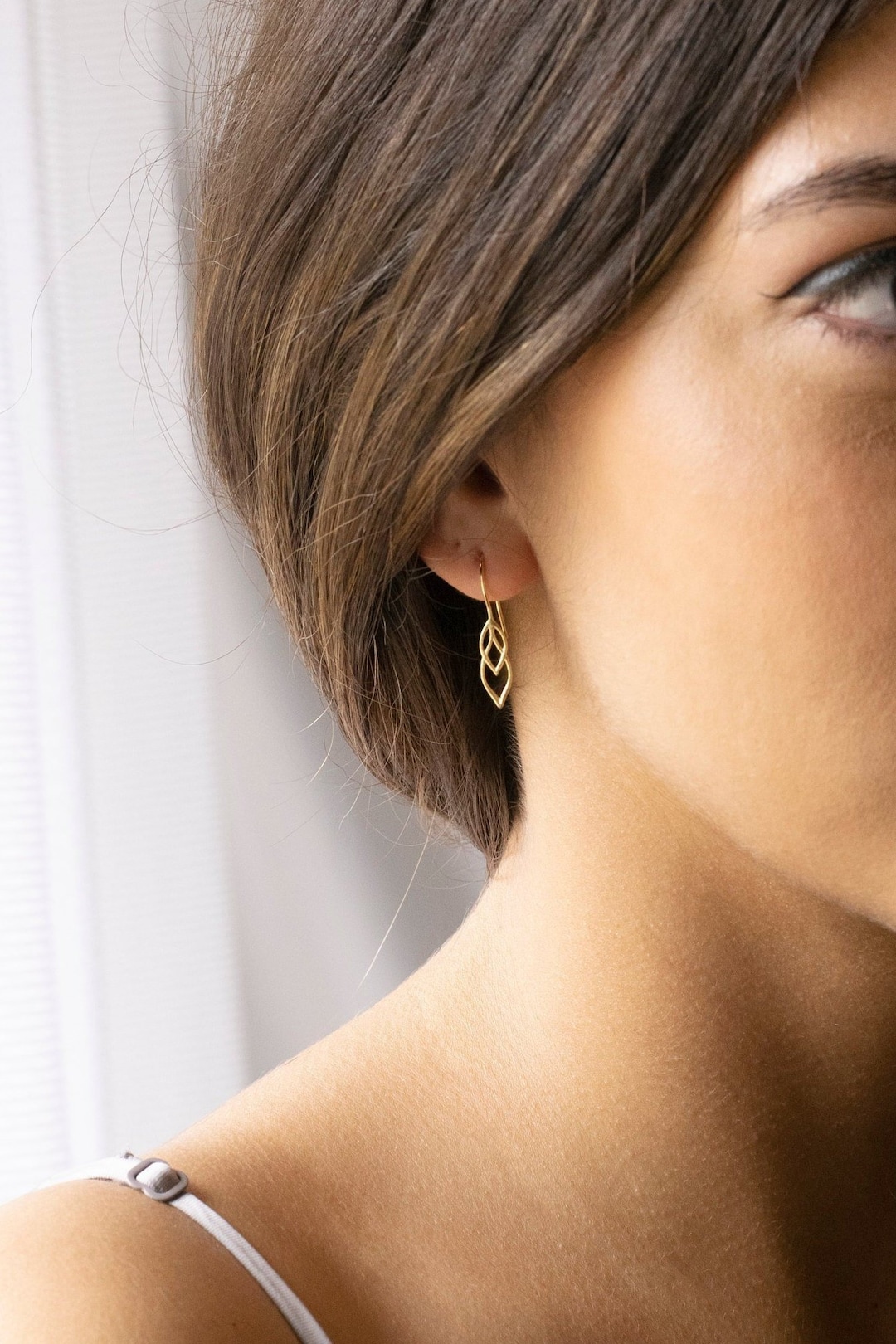 Gold Earrings • Simple Earrings • Flower Earrings • Leaf Earrings ...