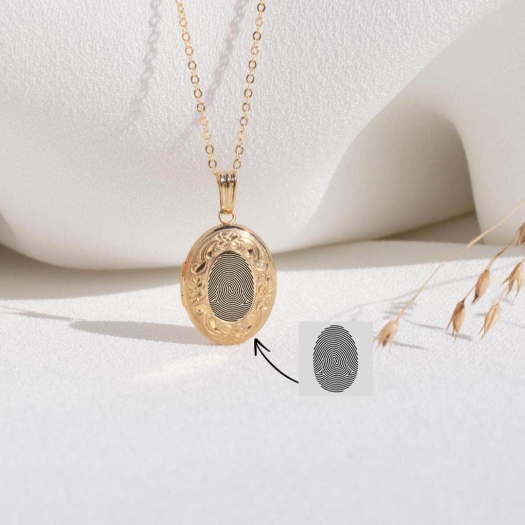 Locket Necklace, Fingerprint Necklace, Fingerprint Jewelry, Gift for ...